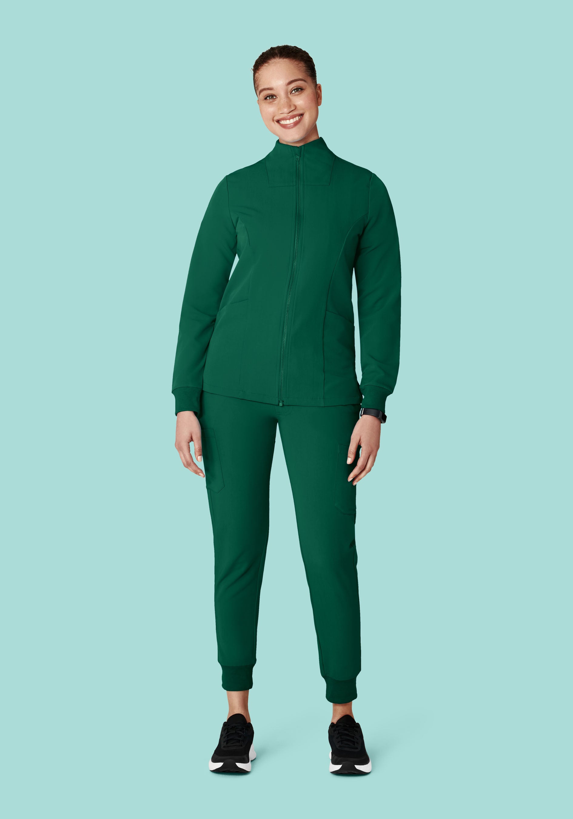 Women's Modern Scrub Jacket Hunter Green – Mandala Scrubs