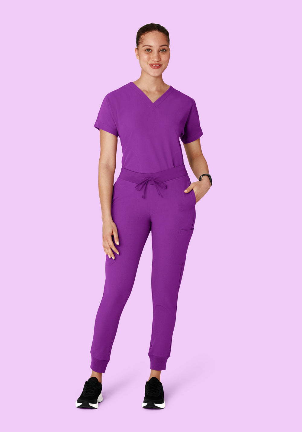 Women's Mid-Rise 9-Pocket Jogger Scrub Pants - Cyber Grape | Mandala Scrubs