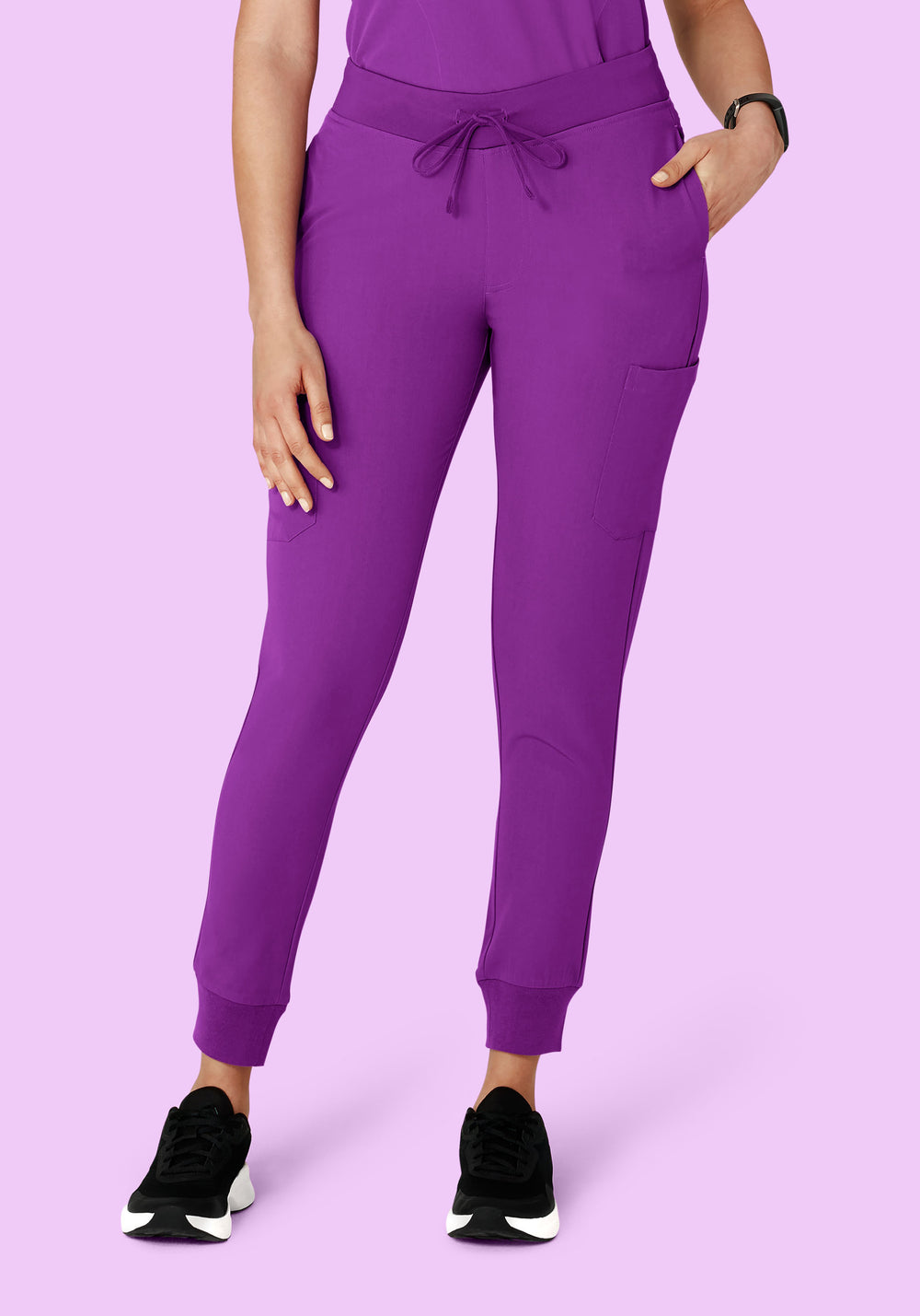 Women's Mid-Rise 9-Pocket Jogger Scrub Pants - Cyber Grape | Mandala Scrubs