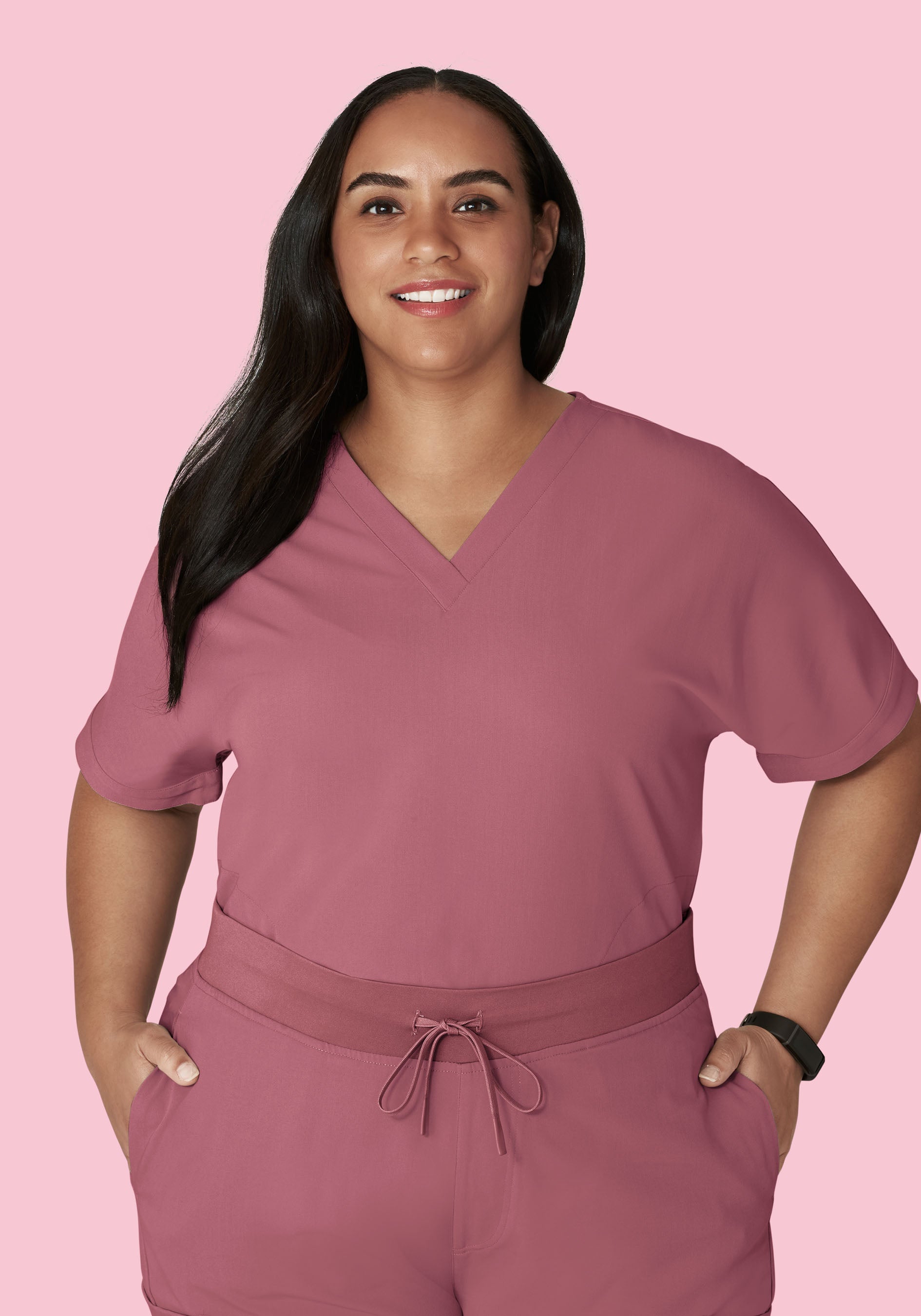 Oversized V Neck Top Mauve – Mandala Scrubs
