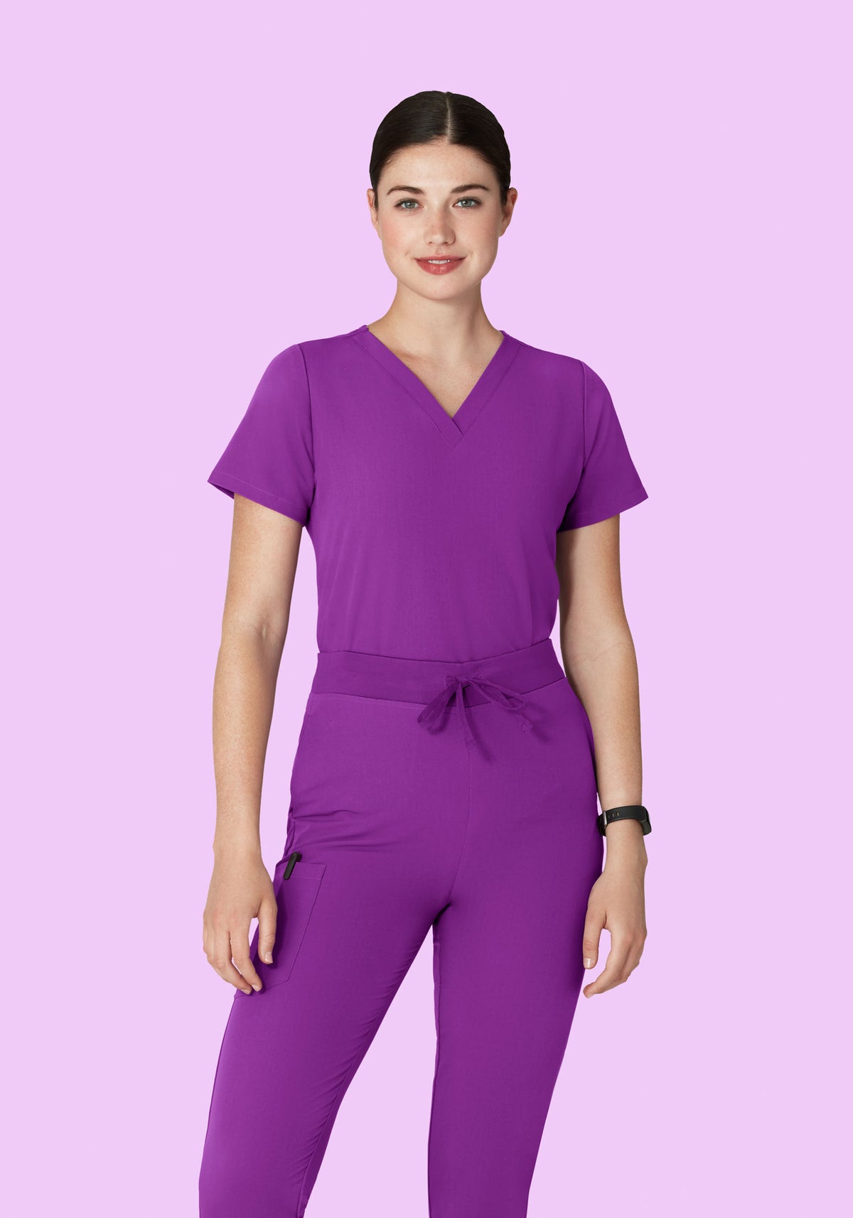 Women's V-Neck 6-Pocket Scrub Top - Cyber Grape | Mandala Scrubs