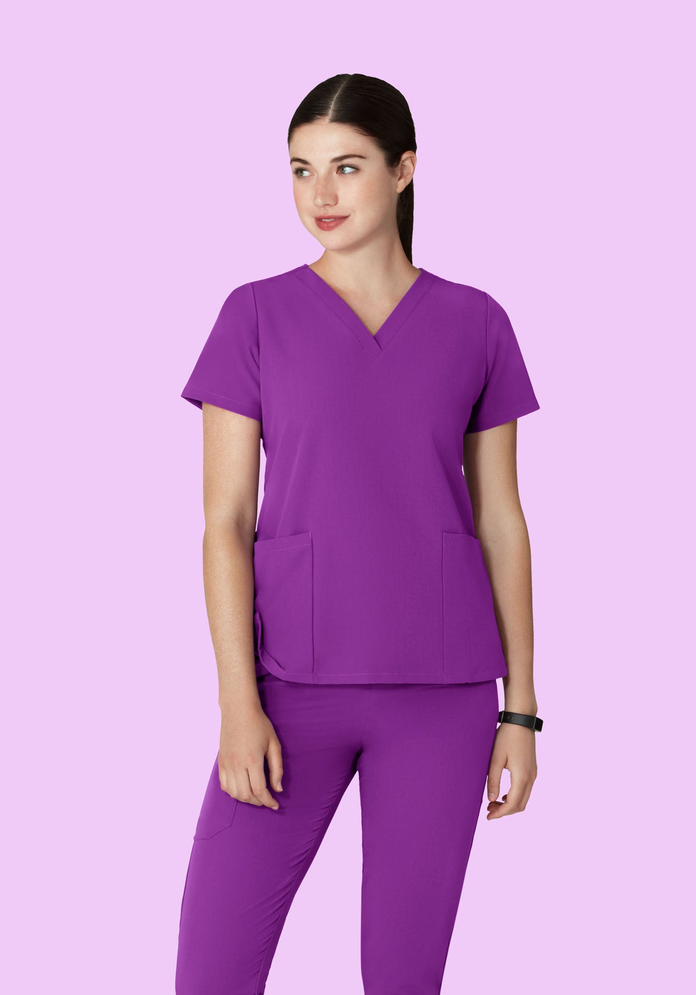 Women's V-Neck 6-Pocket Scrub Top - Cyber Grape | Mandala Scrubs