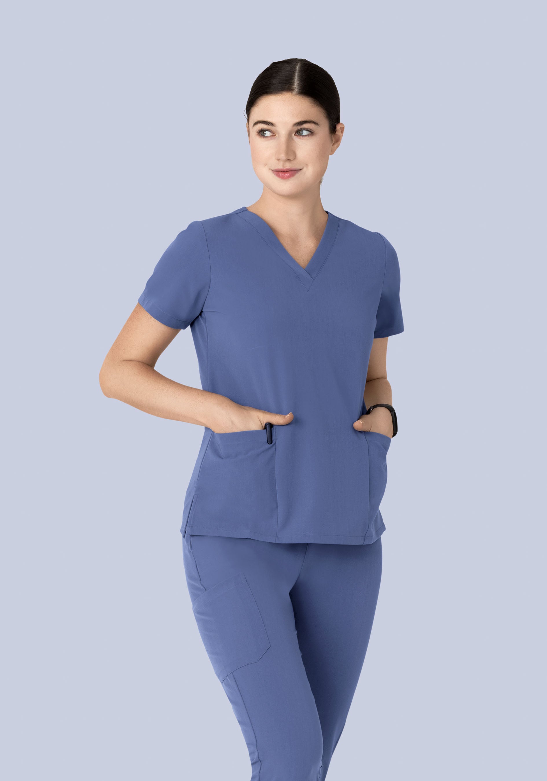 6 Pocket Top Deep Periwinkle – Mandala Scrubs