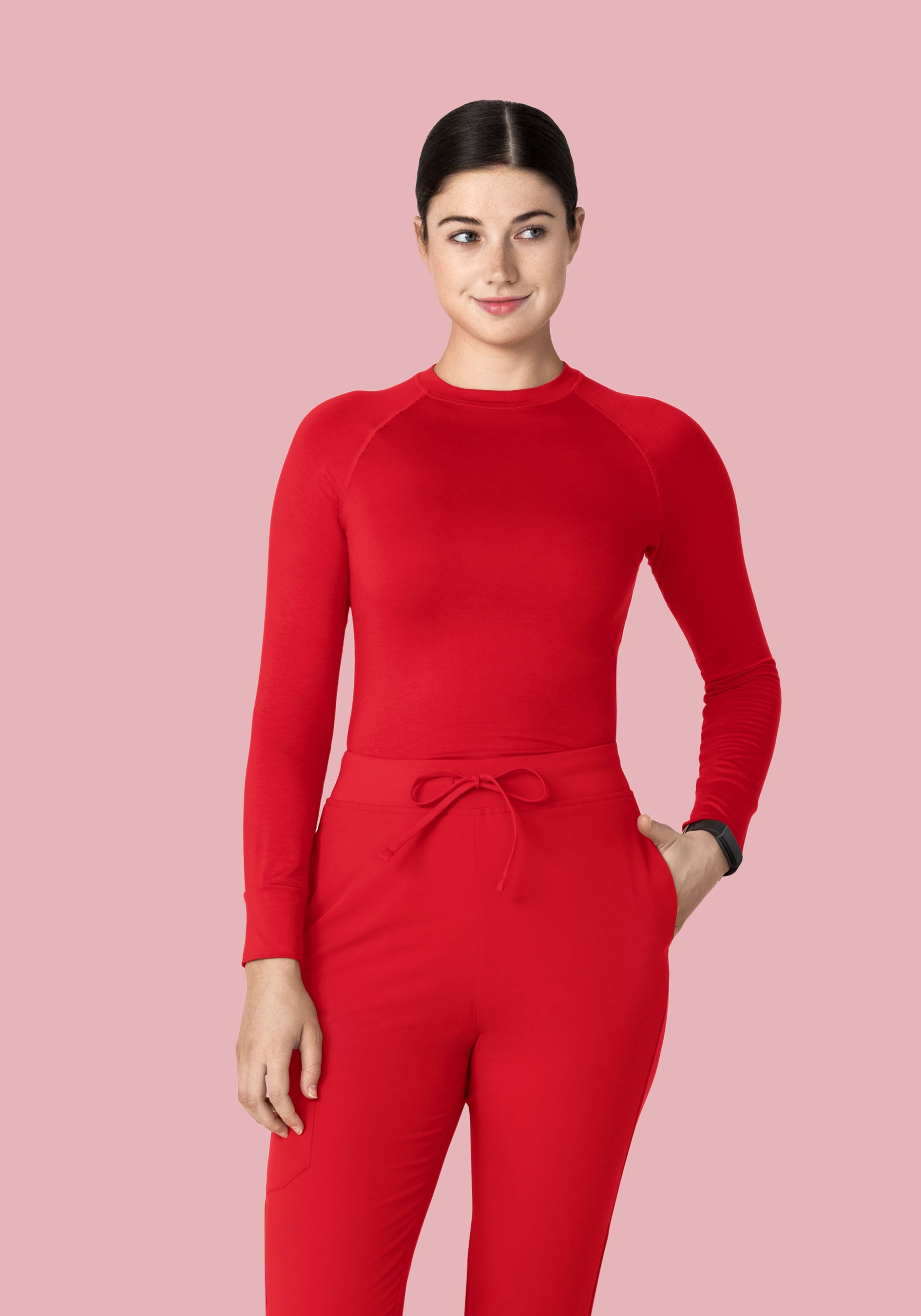 Women's Underscrub Base Layer Scrub Top - Poppy Red | Mandala Scrubs