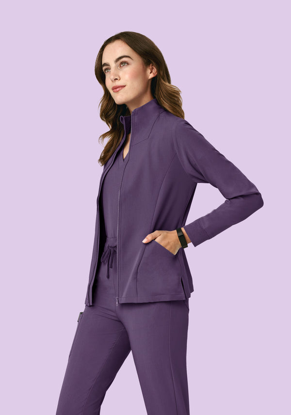 Women's Mock Neck Scrub Jacket - Dewberry | Mandala Scrubs