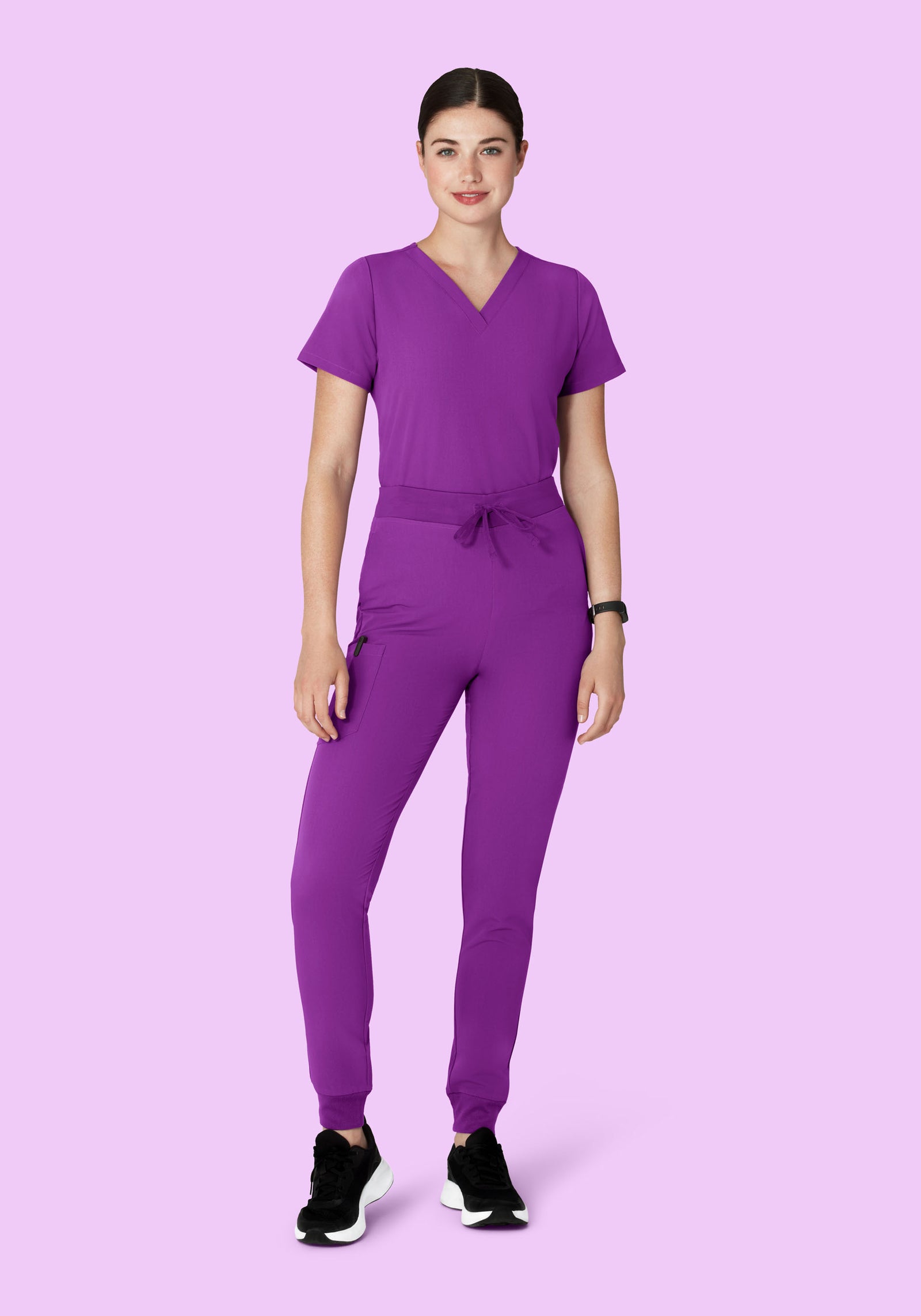 Women's High Waisted Jogger Scrub Pants - Cyber Grape | Mandala Scrubs