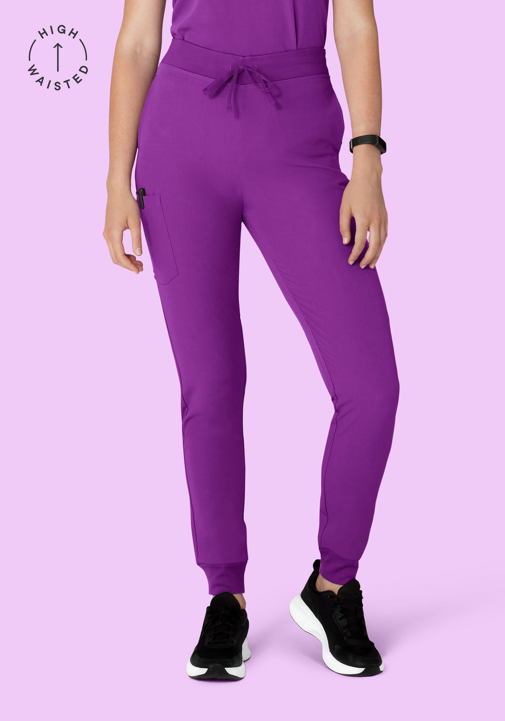 Women's High Waisted Jogger Scrub Pants - Cyber Grape | Mandala Scrubs