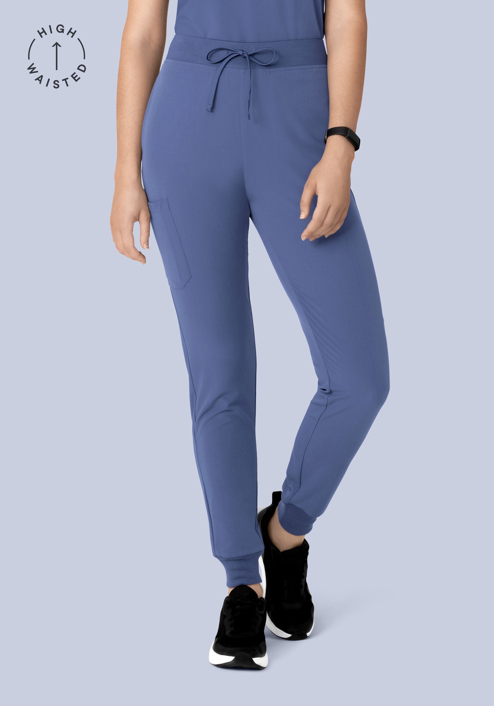 High Waisted Joggers Deep Periwinkle – Mandala Scrubs