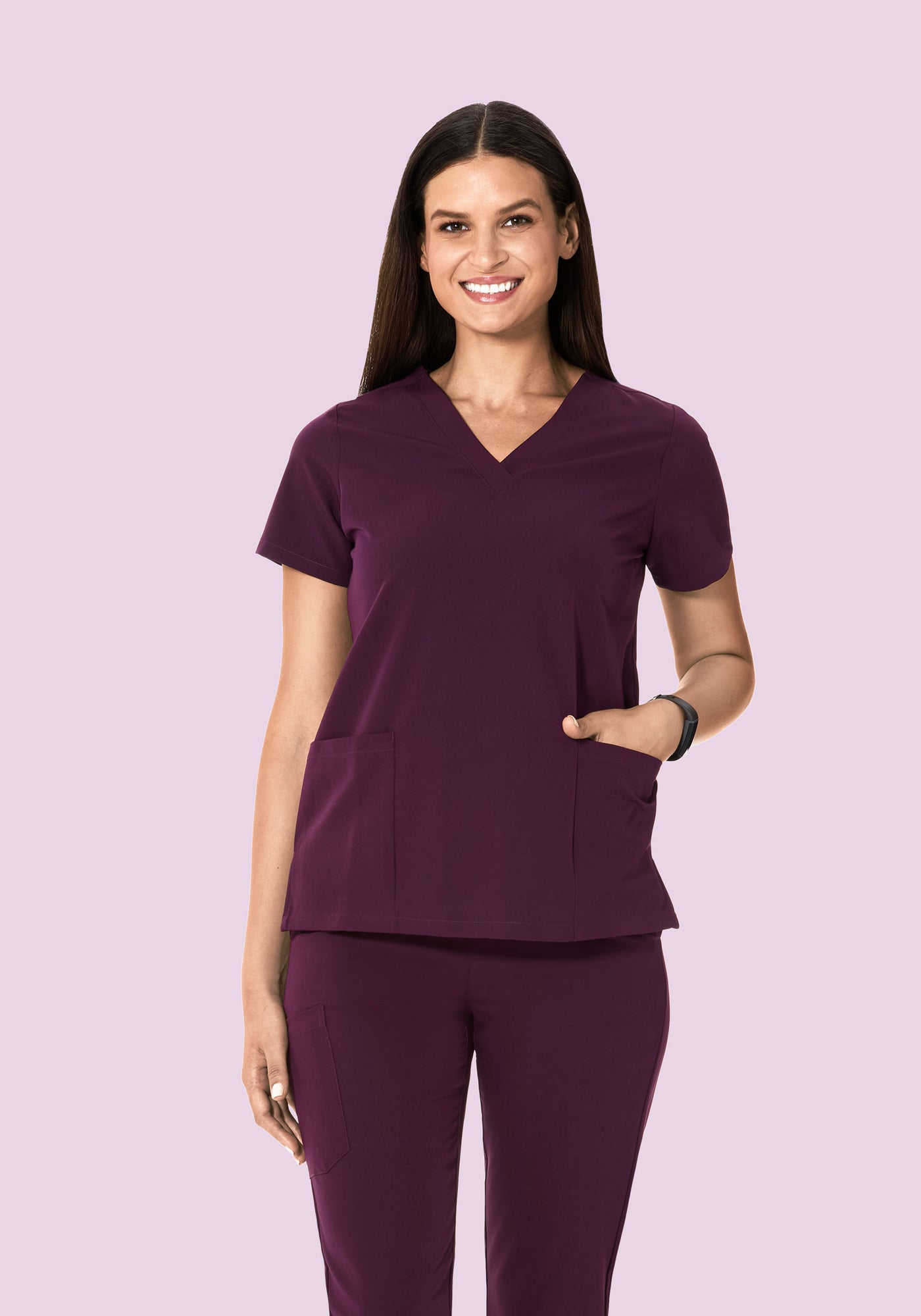 Women's V-Neck 6-Pocket Scrub Top - Açaí | Mandala Scrubs