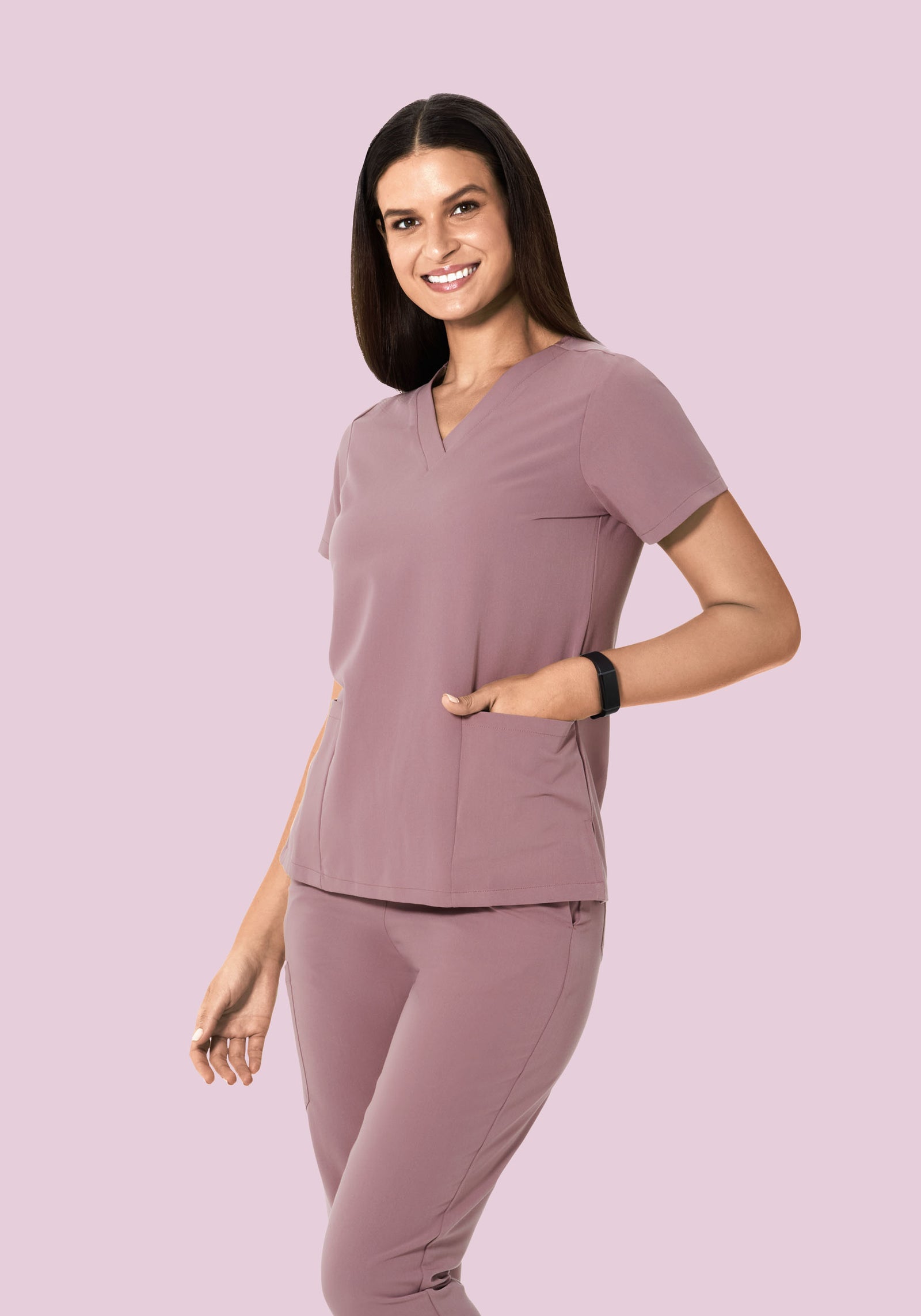 Women's V-Neck 6-Pocket Scrub Top - Dusk | Mandala Scrubs