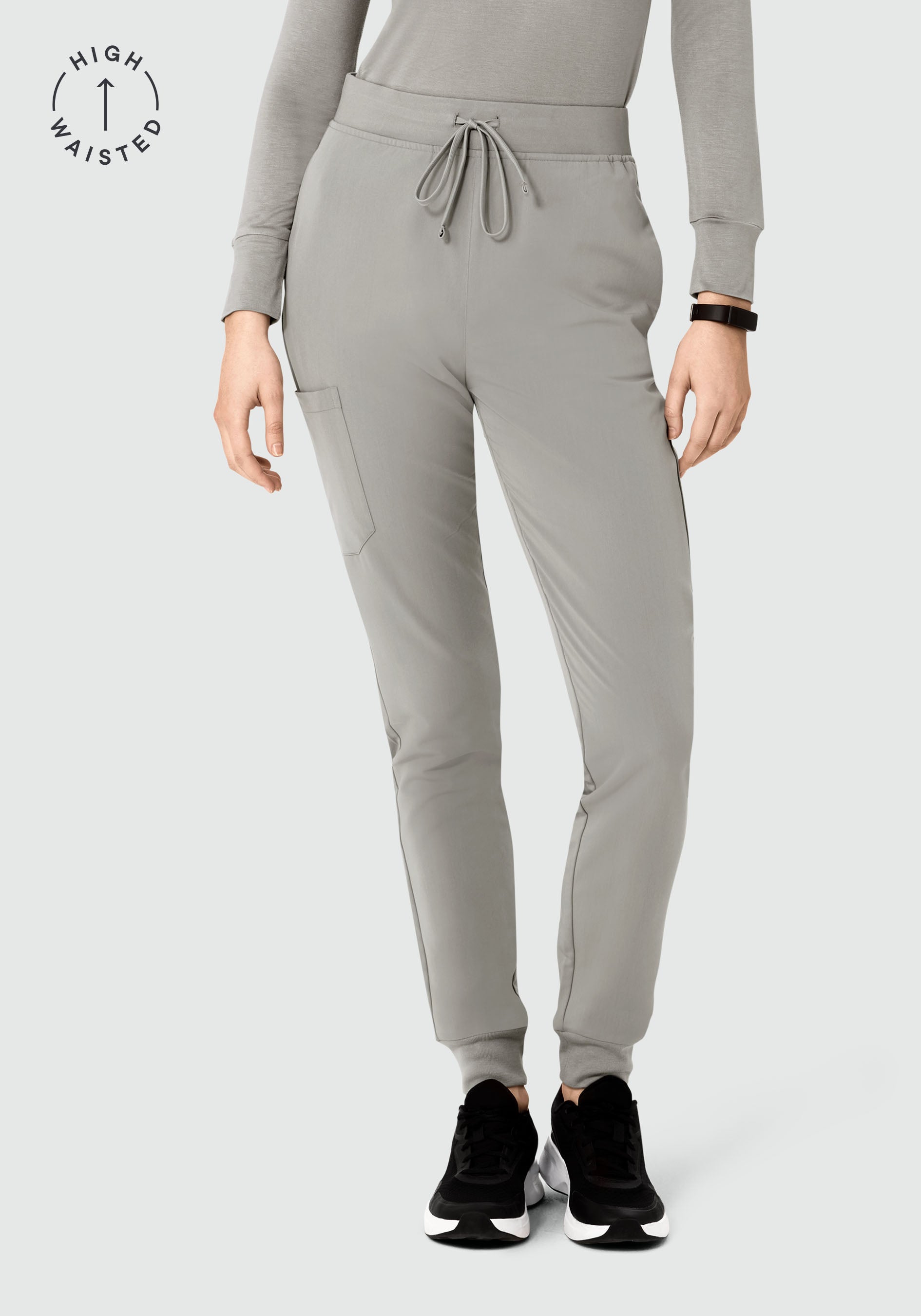 Women's High Waisted Jogger Scrub Pants - Flint | Mandala Scrubs