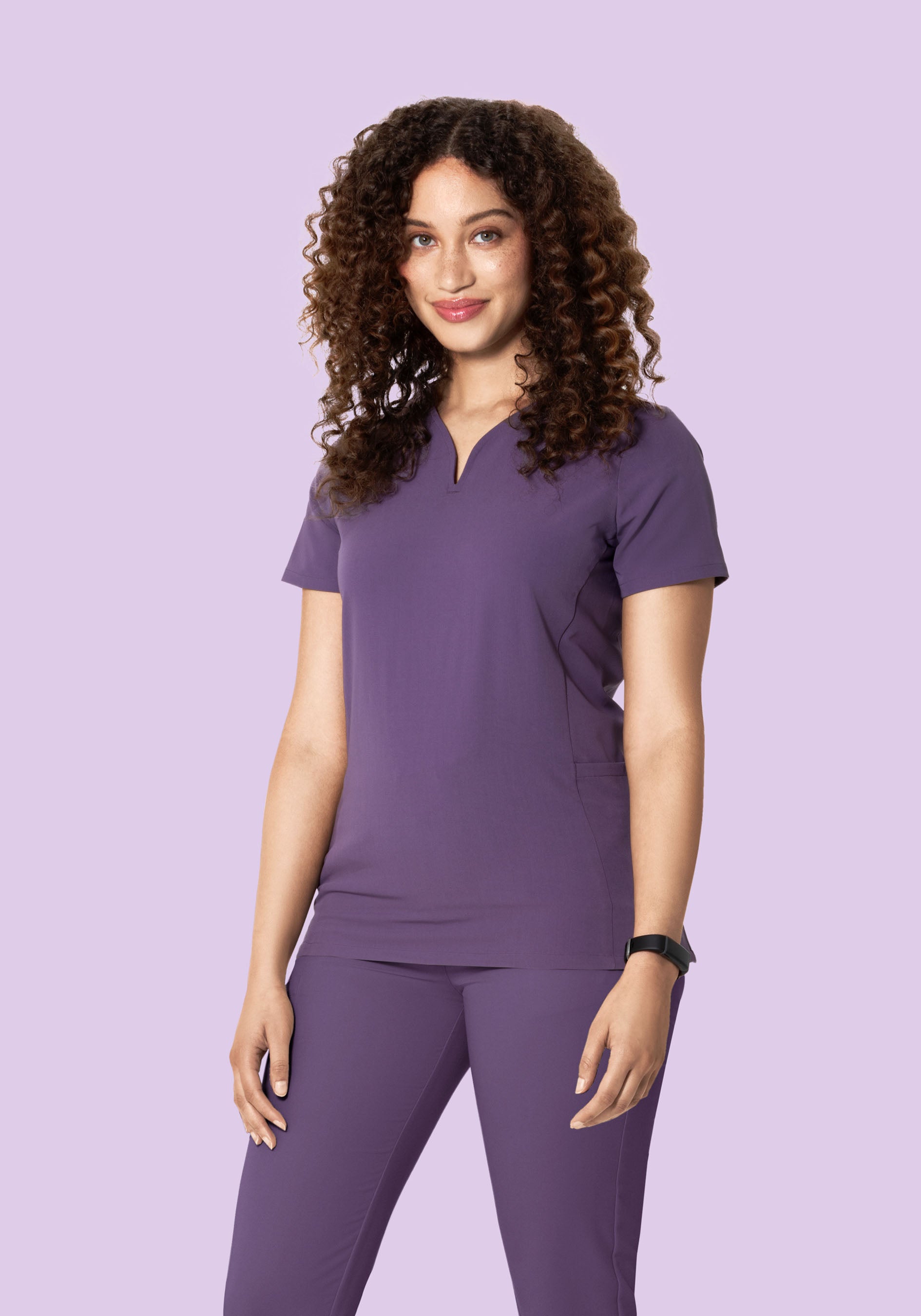 Curved V-Neck Top Dewberry – Mandala Scrubs
