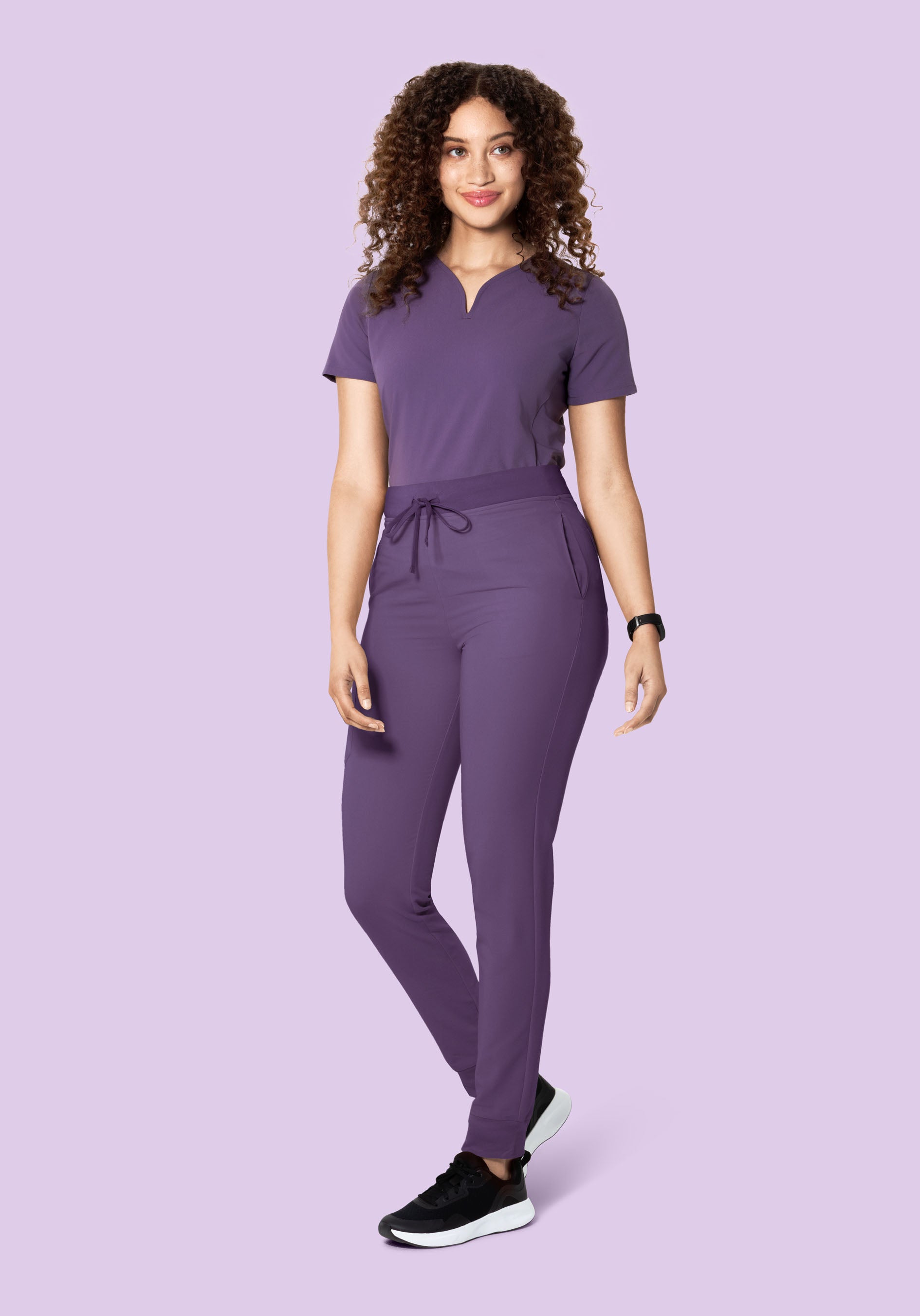 Curved V-Neck Top Dewberry – Mandala Scrubs