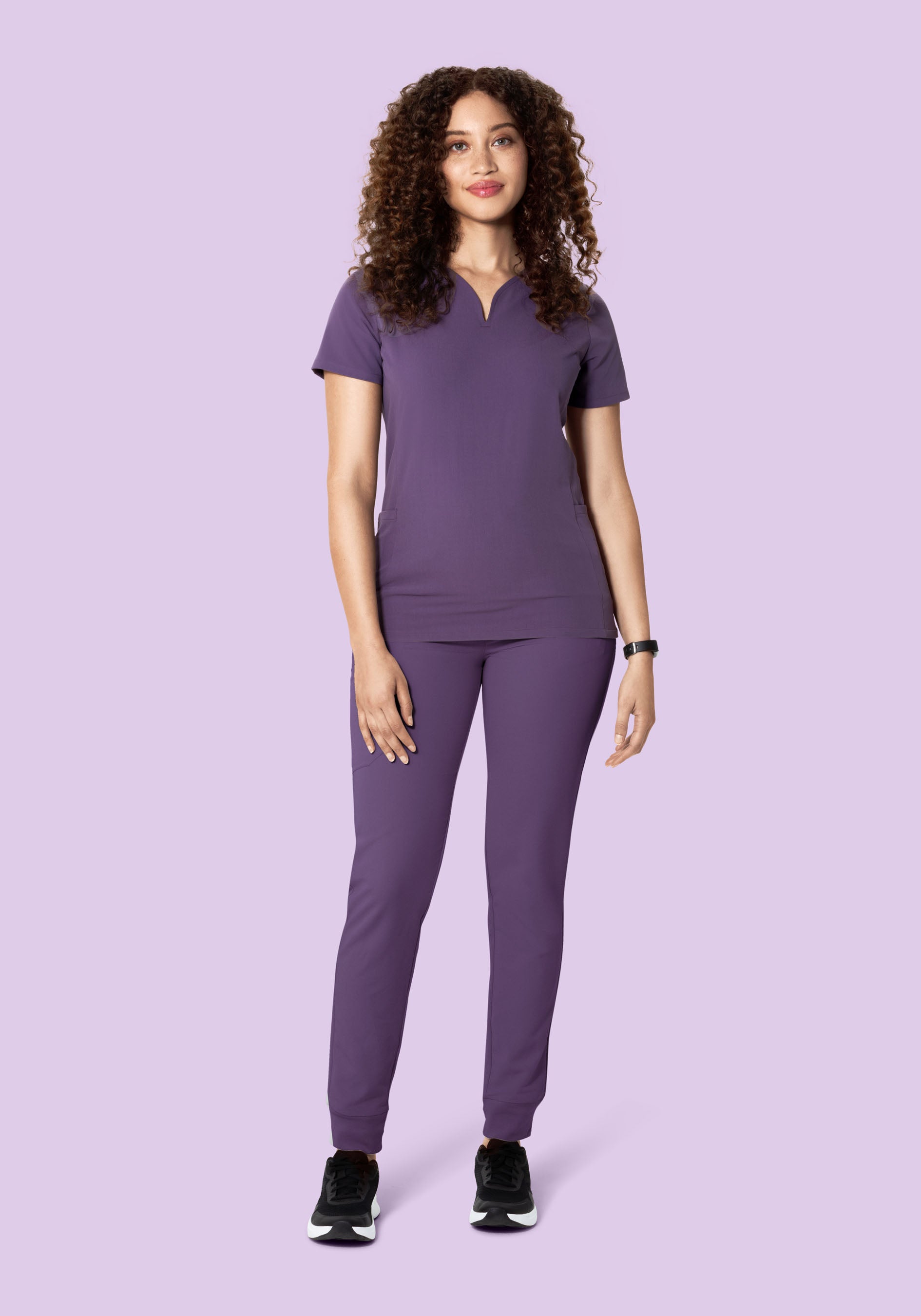 Curved V-Neck Top Dewberry – Mandala Scrubs