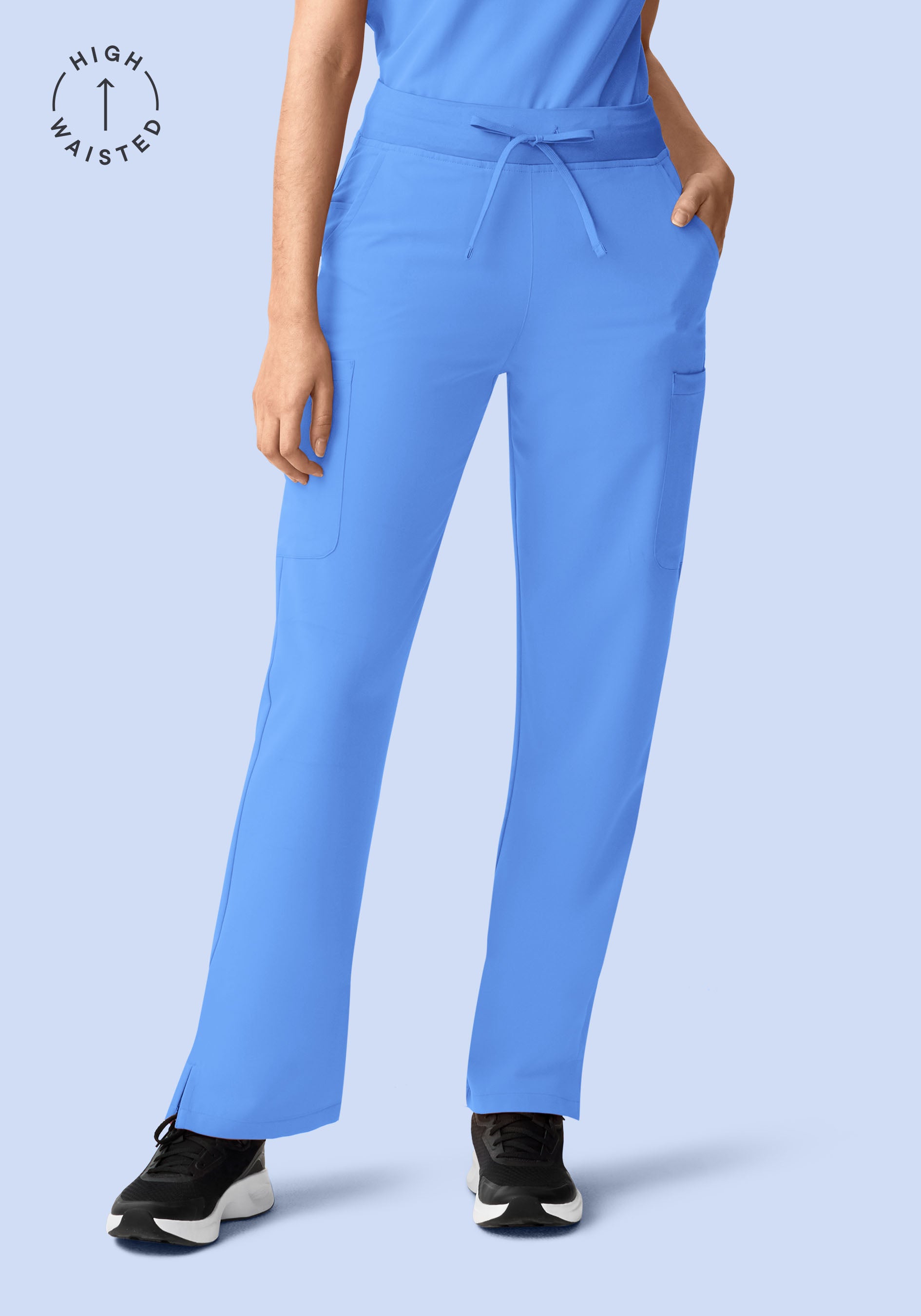 Women's High Waisted Straight Leg Cargo Scrub Pants - Ceil Blue ...