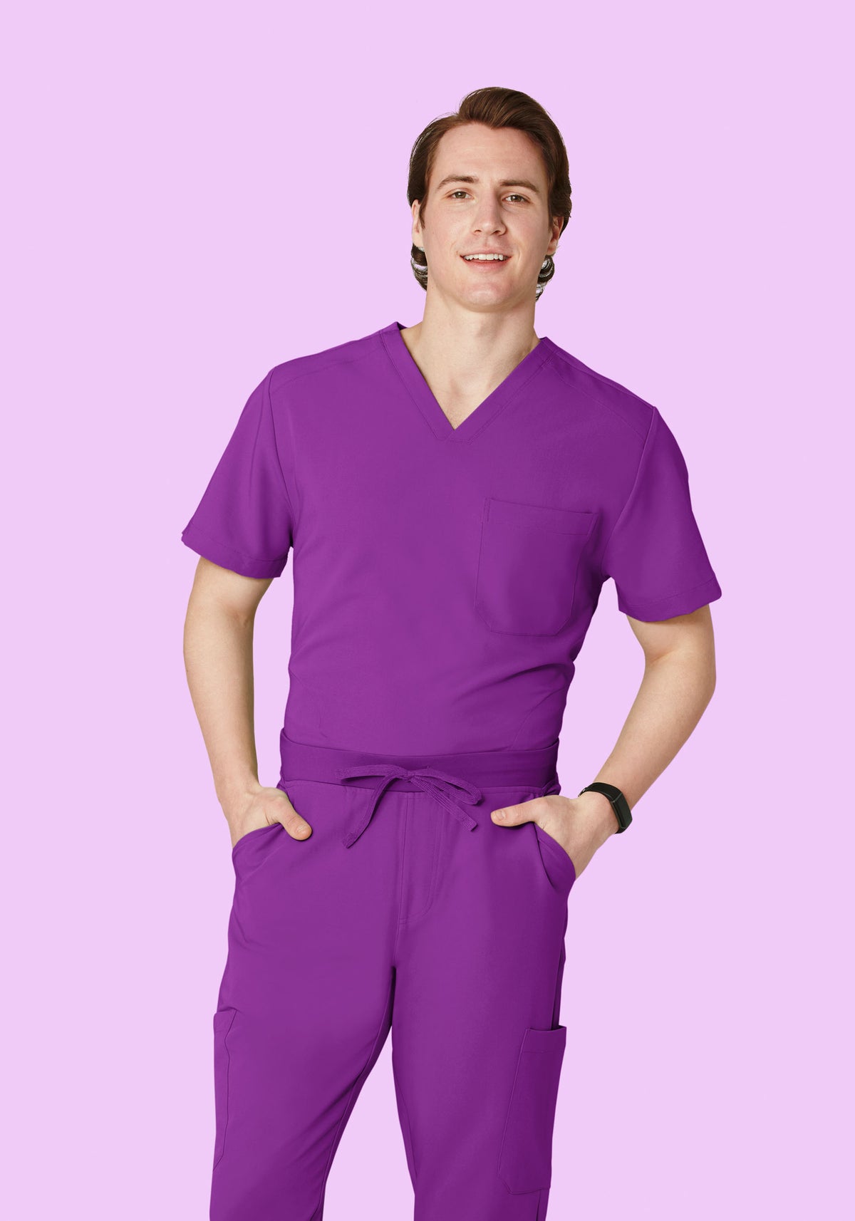 Men's V-Neck 3-Pocket Scrub Top - Cyber Grape | Mandala Scrubs