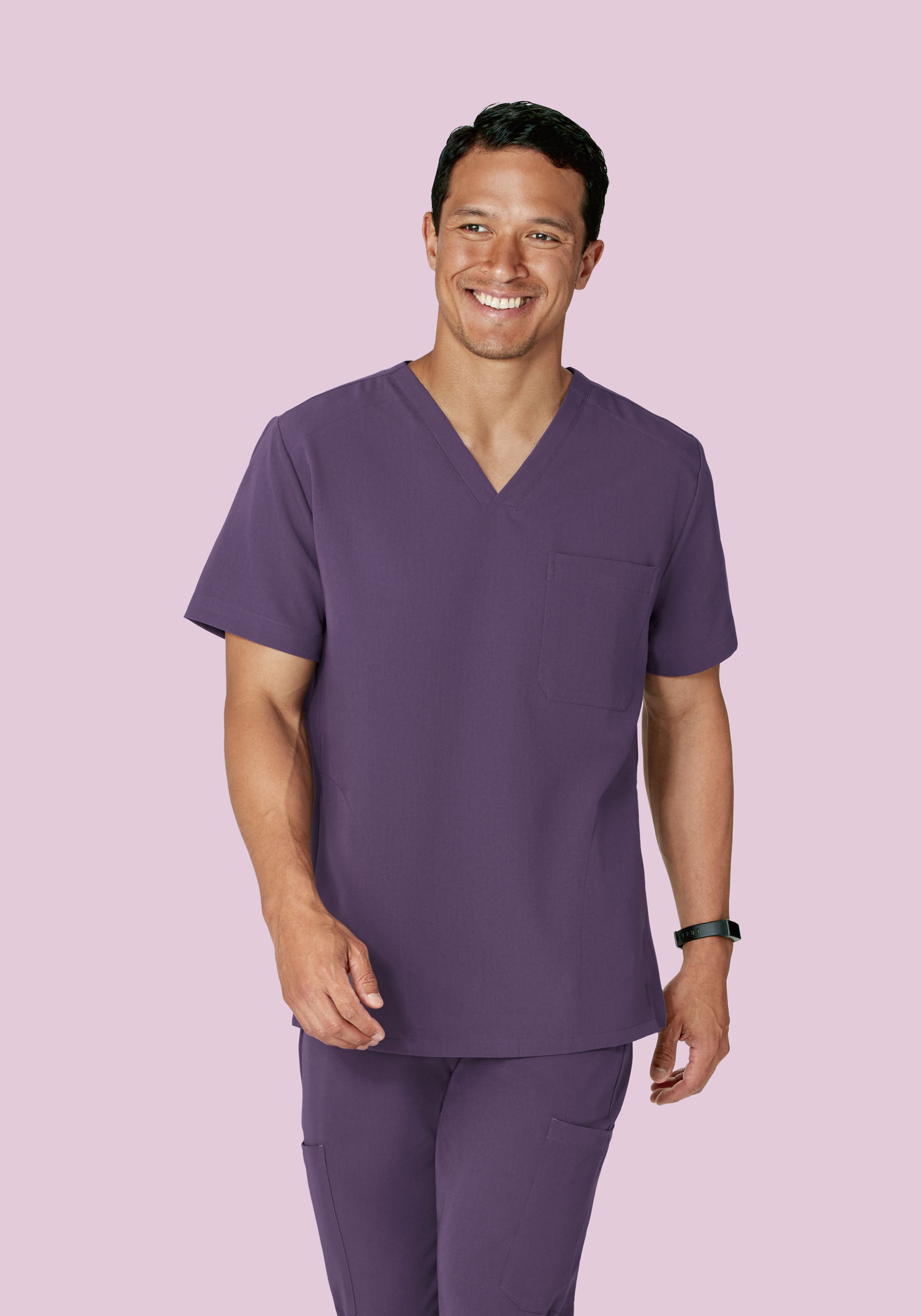 Men's V-Neck 3-Pocket Scrub Top - Deep Dewberry | Mandala Scrubs
