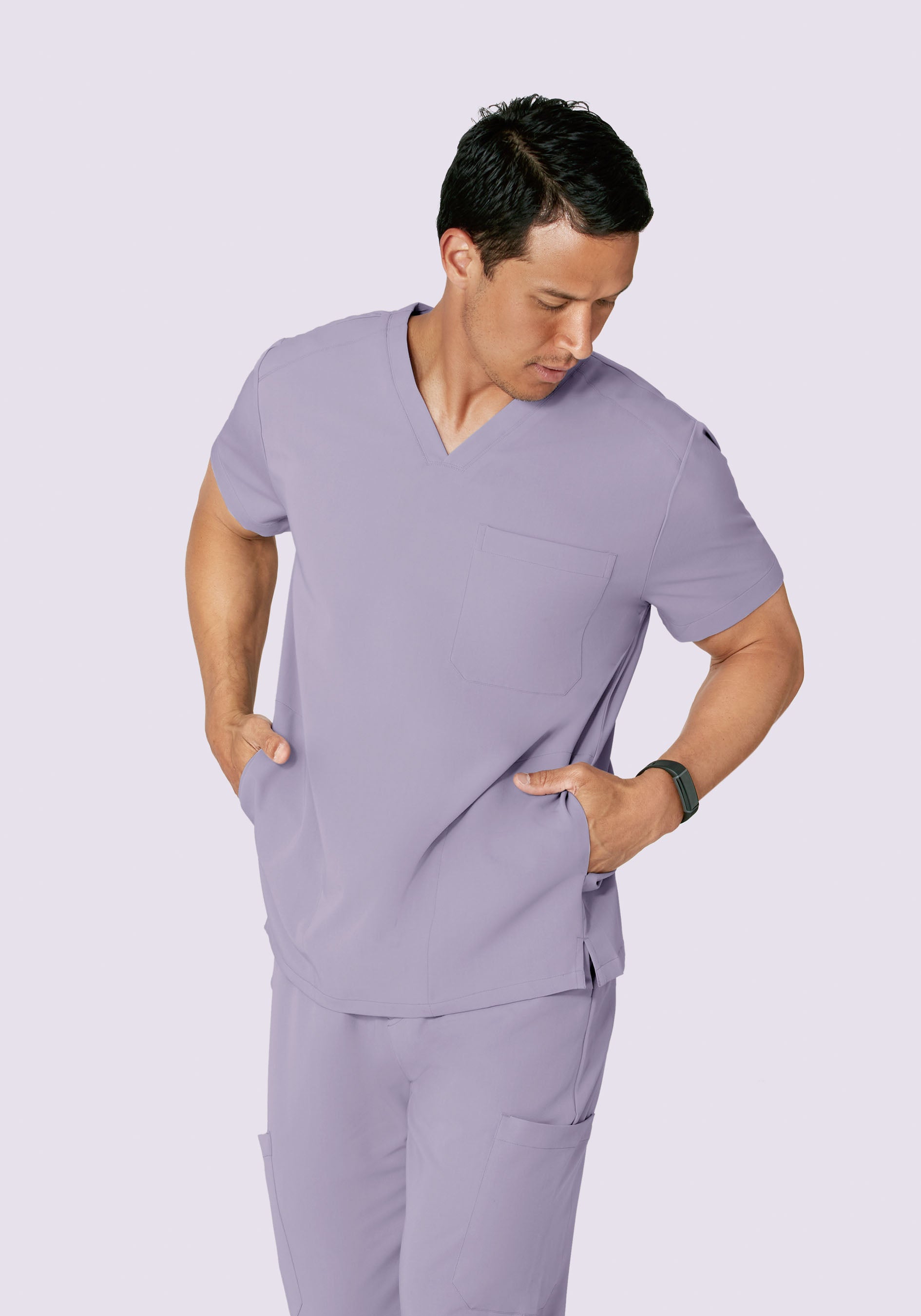 Three Pocket Scrubs Top Mens Ube – Mandala Scrubs