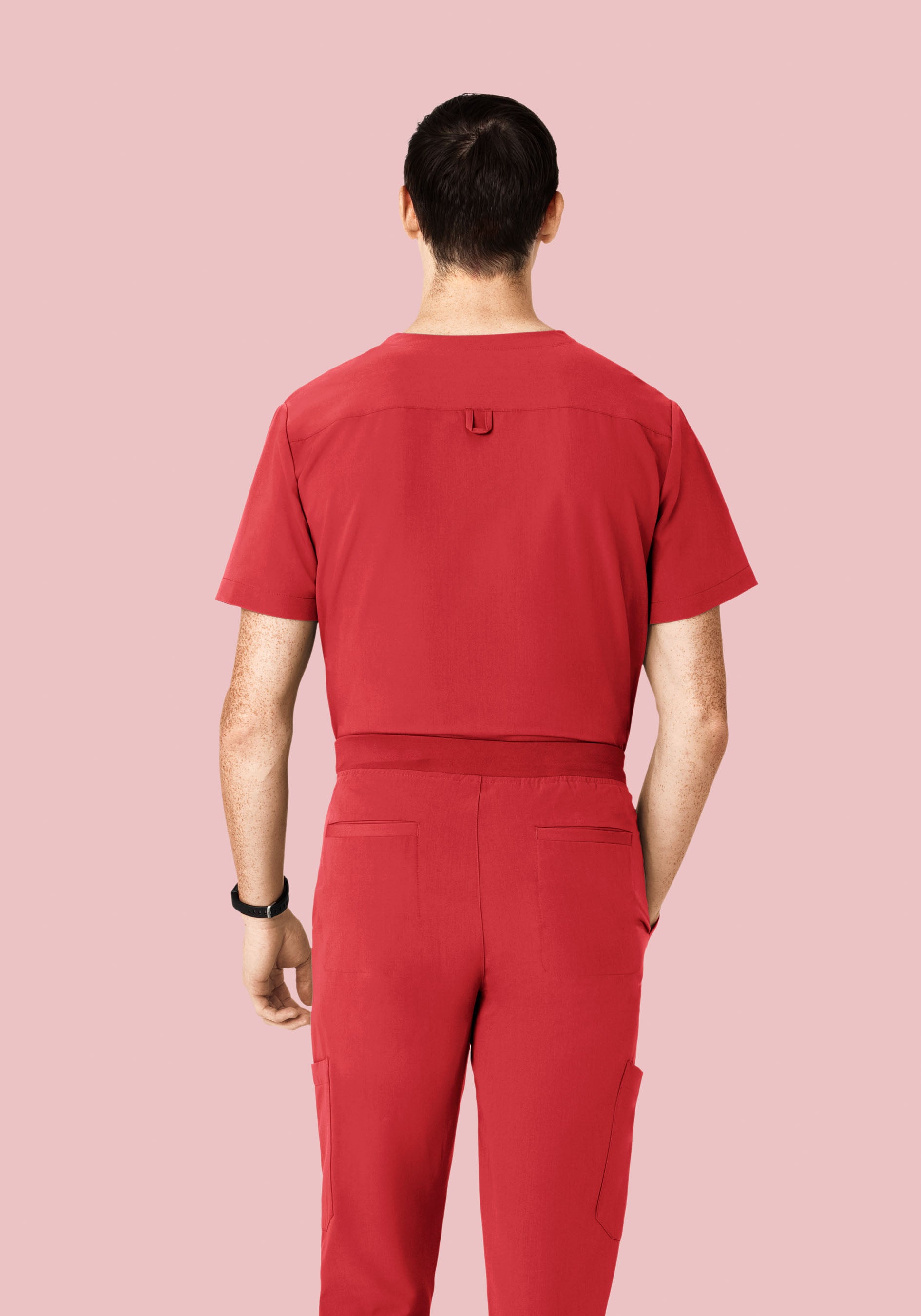 Three Pocket Scrubs Top Mens Cranberry – Mandala Scrubs