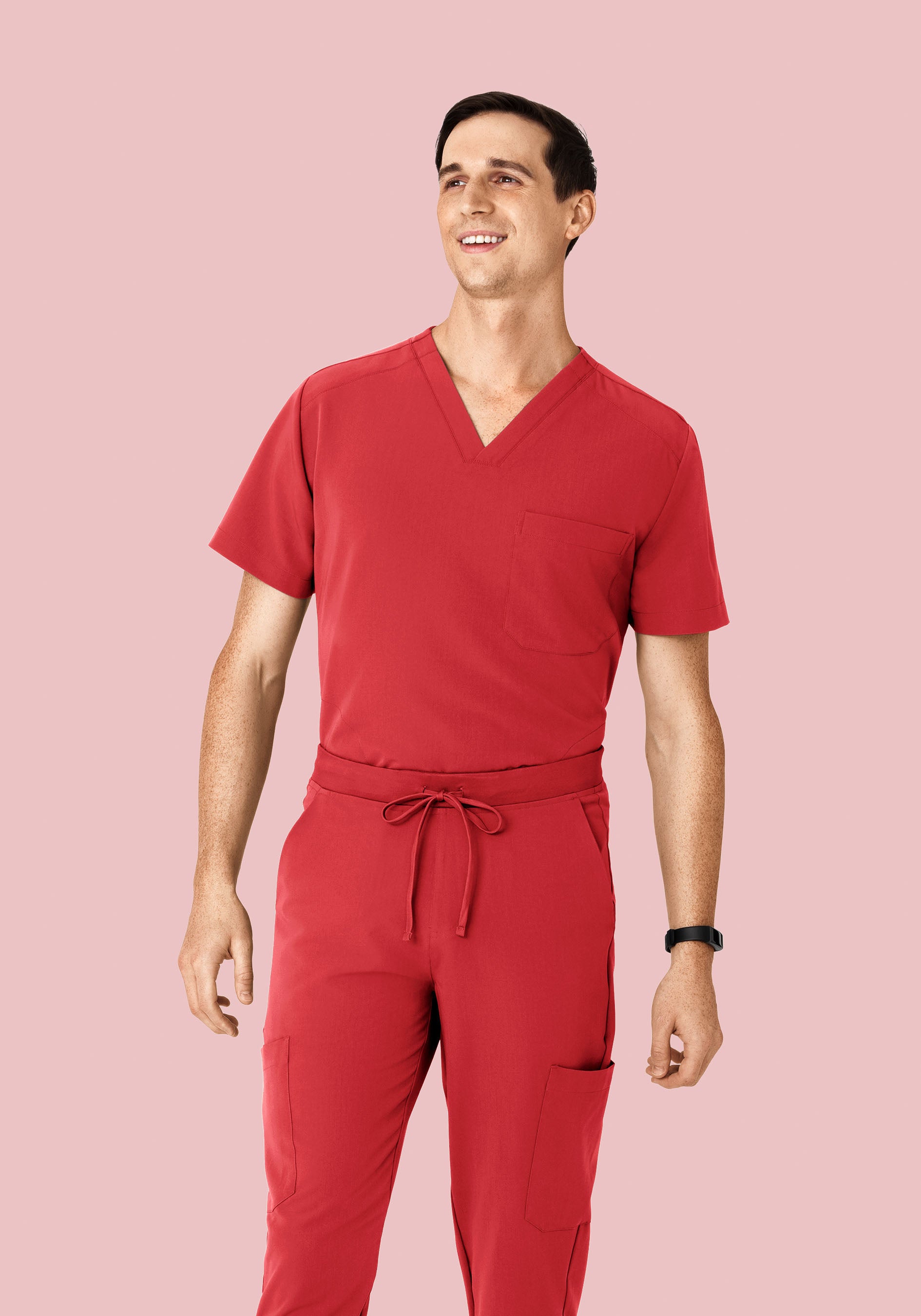 Three Pocket Scrubs Top Mens Cranberry – Mandala Scrubs
