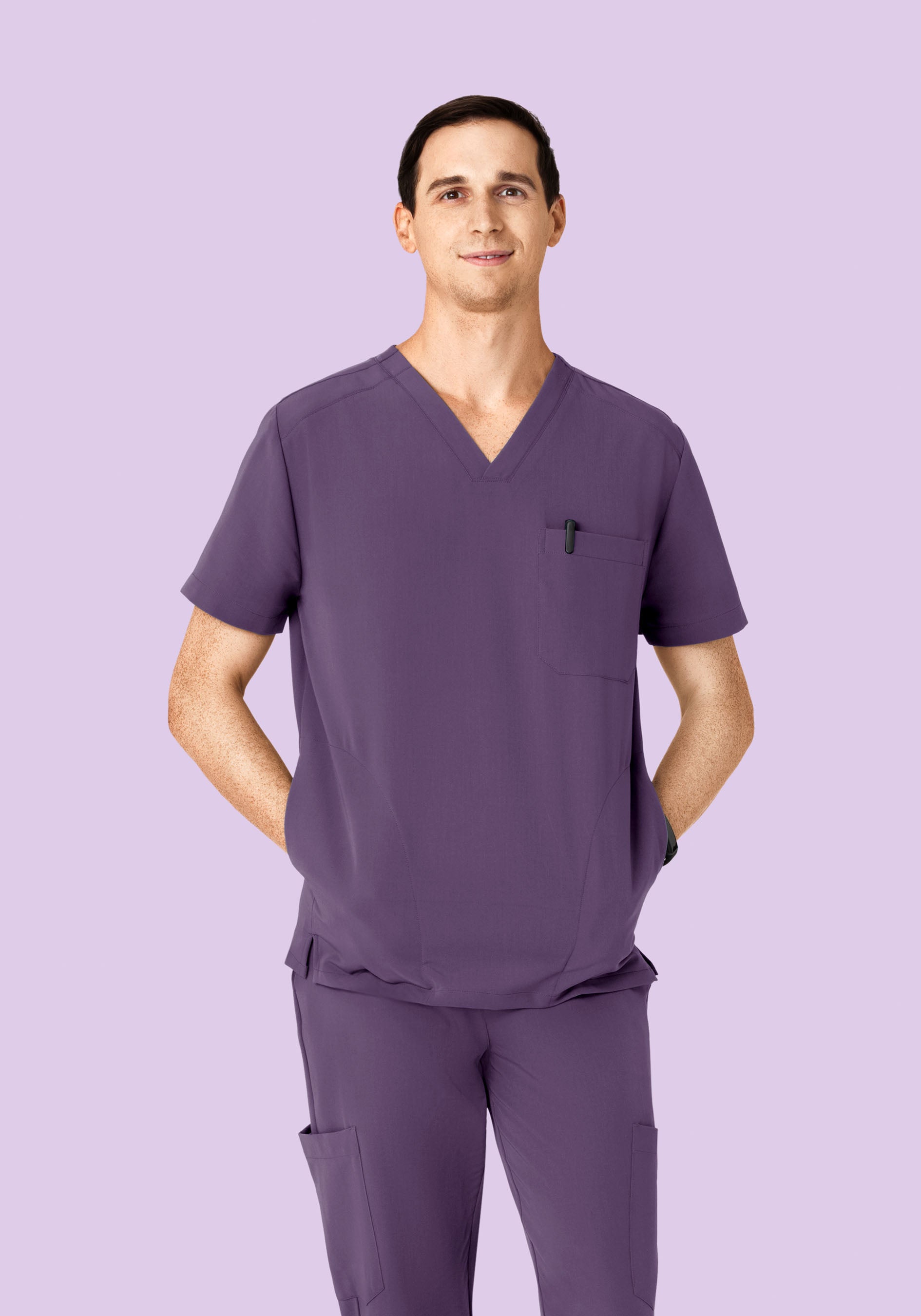 Three Pocket Scrubs Top Mens Dewberry – Mandala Scrubs