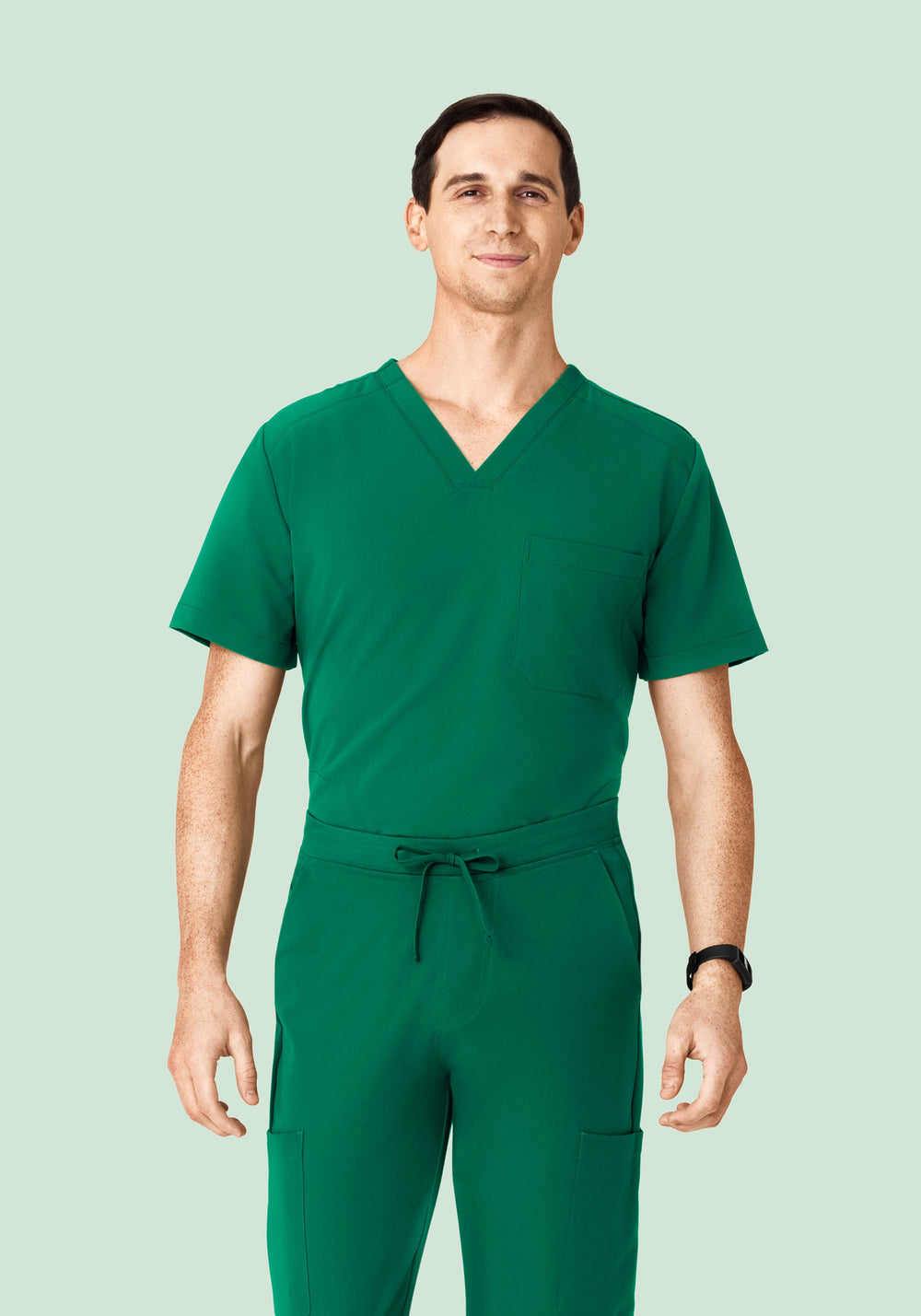 Men's V-Neck 3-Pocket Scrub Top - Envy Green | Mandala Scrubs