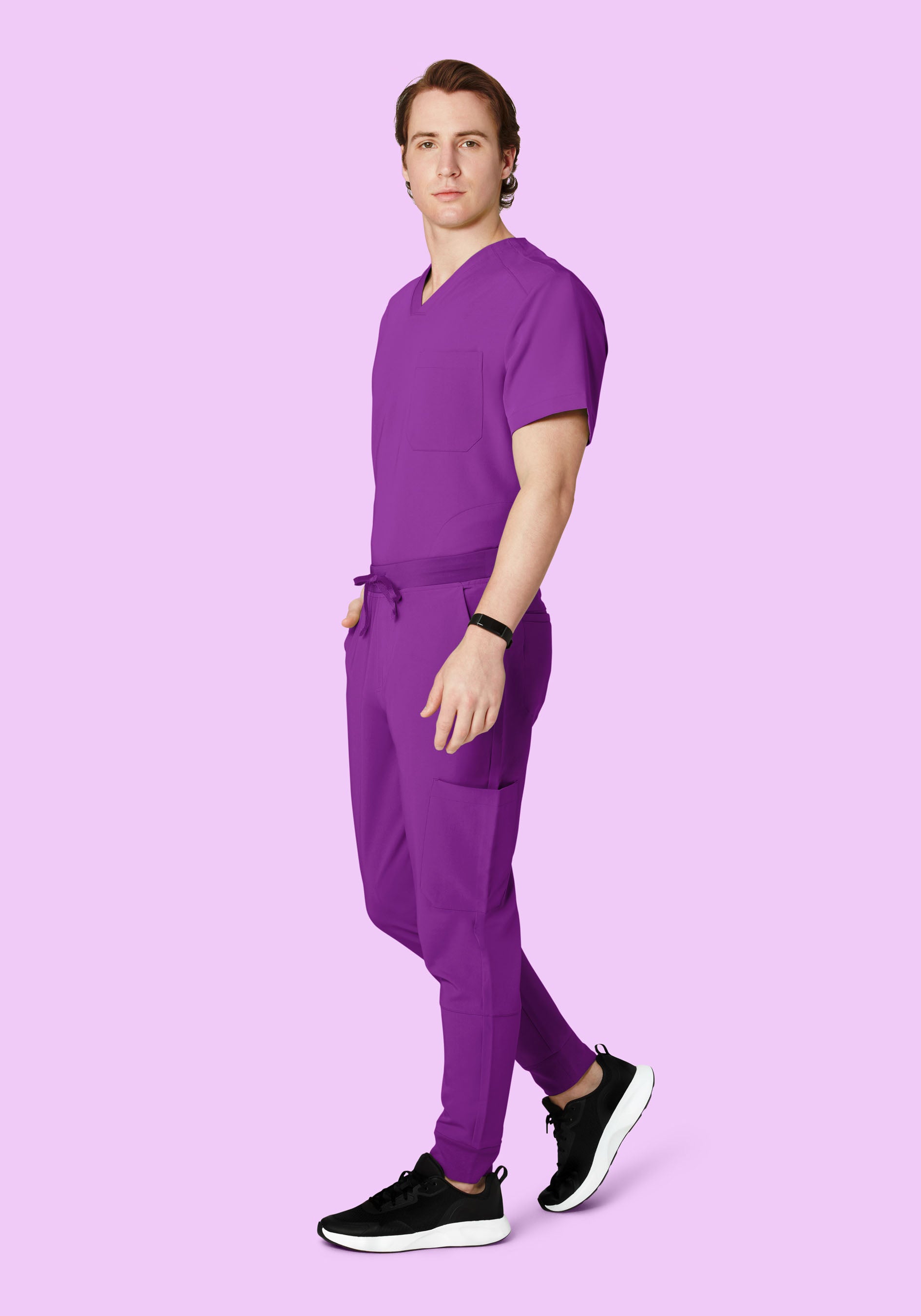 Three Pocket Scrubs Top Mens Cyber Grape – Mandala Scrubs