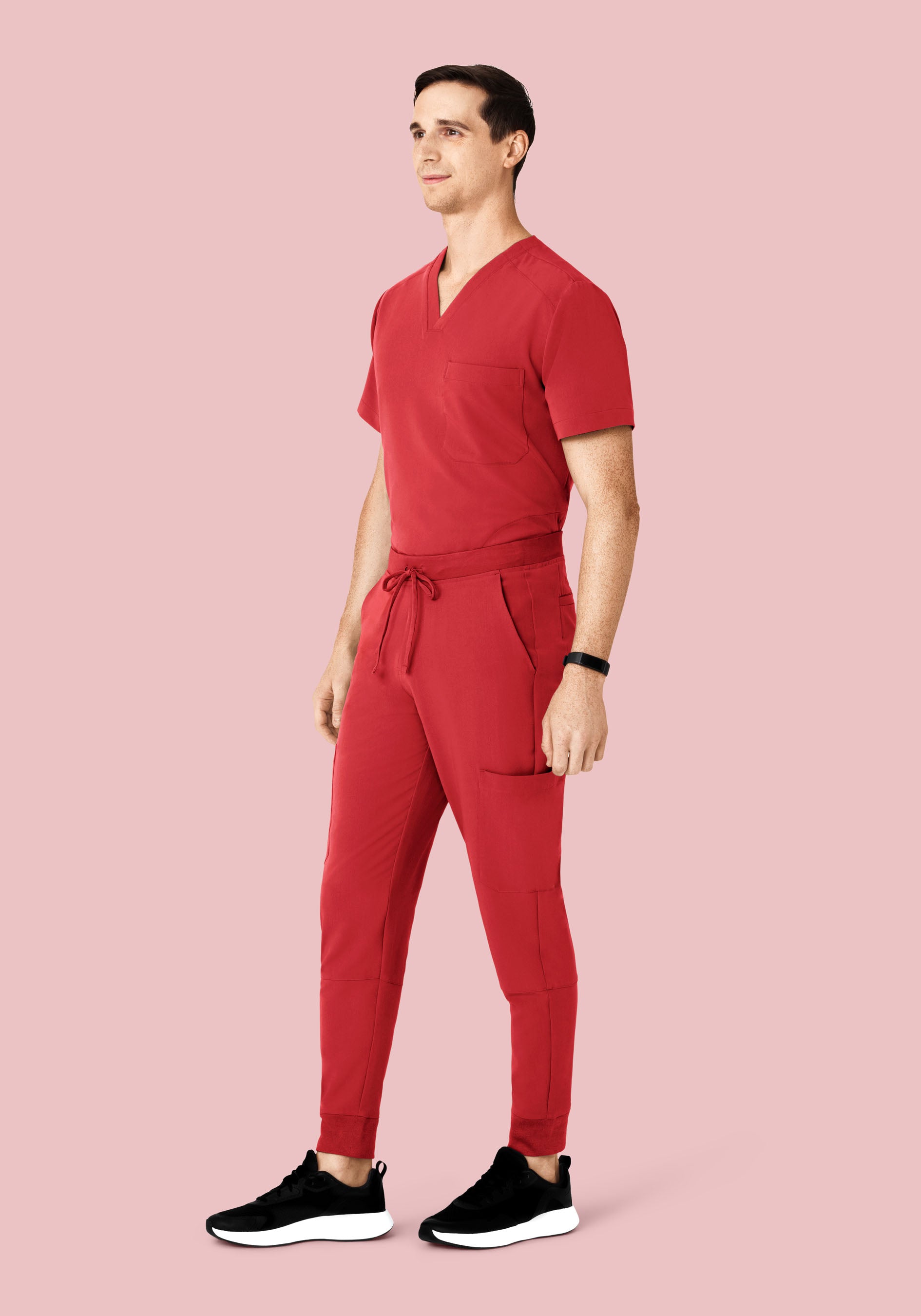 Three Pocket Scrubs Top Mens Cranberry – Mandala Scrubs