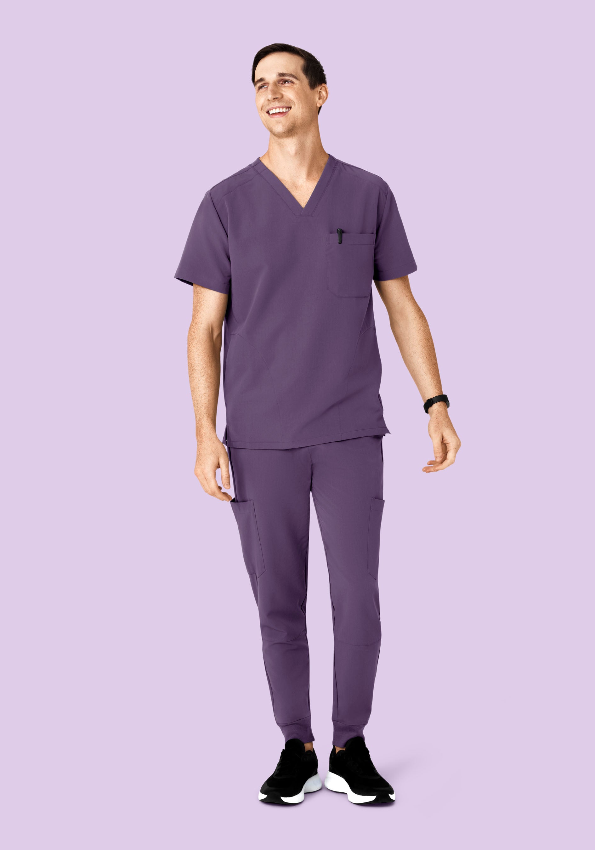 Three Pocket Scrubs Top Mens Dewberry – Mandala Scrubs