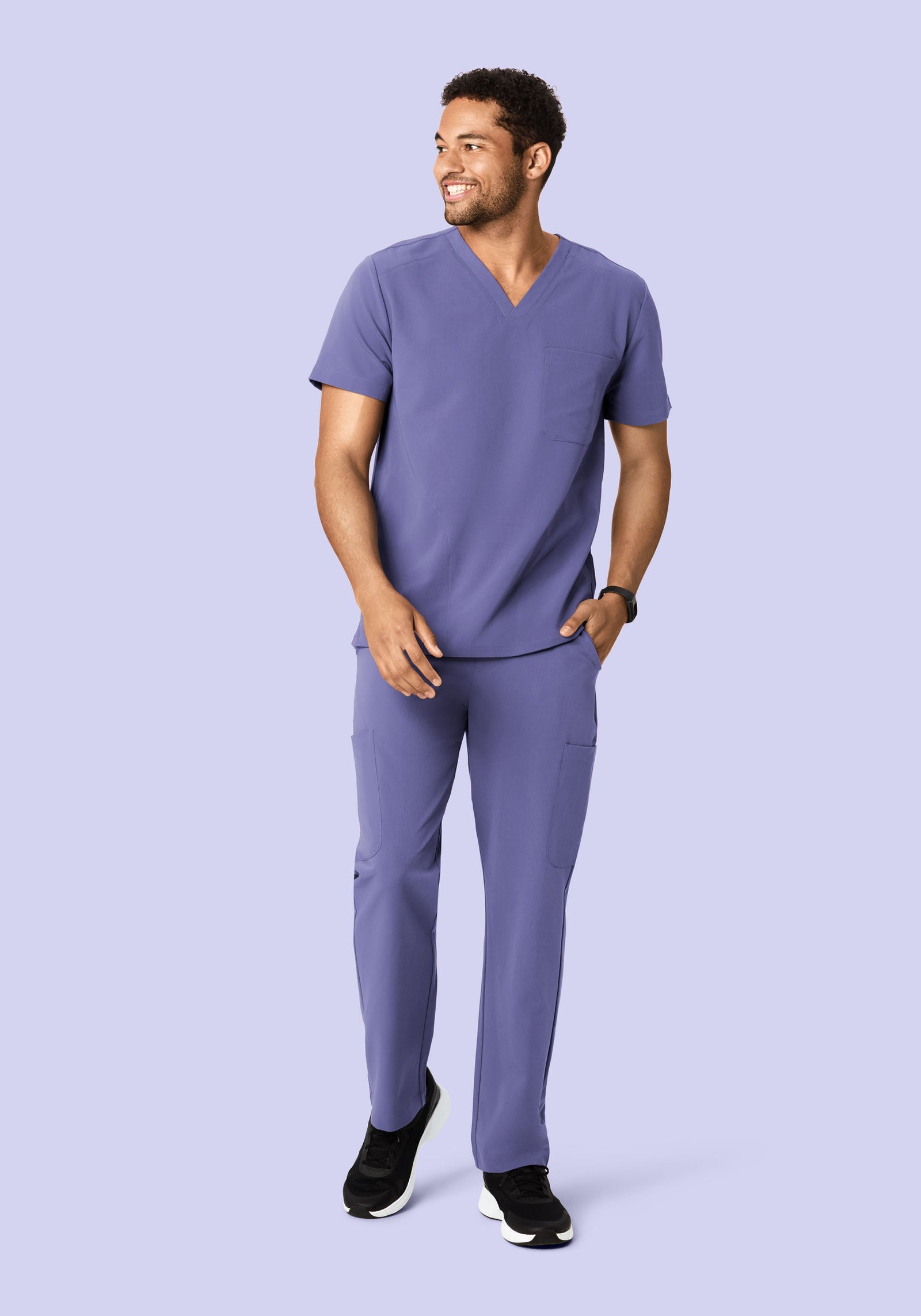 Men's V-Neck 3-Pocket Scrub Top - Nightshade | Mandala Scrubs