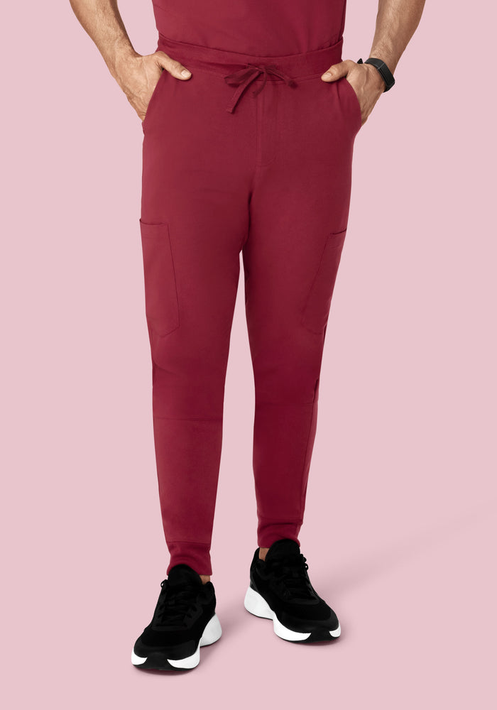 Men's V-Neck 2-Pocket Scrub Top - Garnet | Mandala Scrubs
