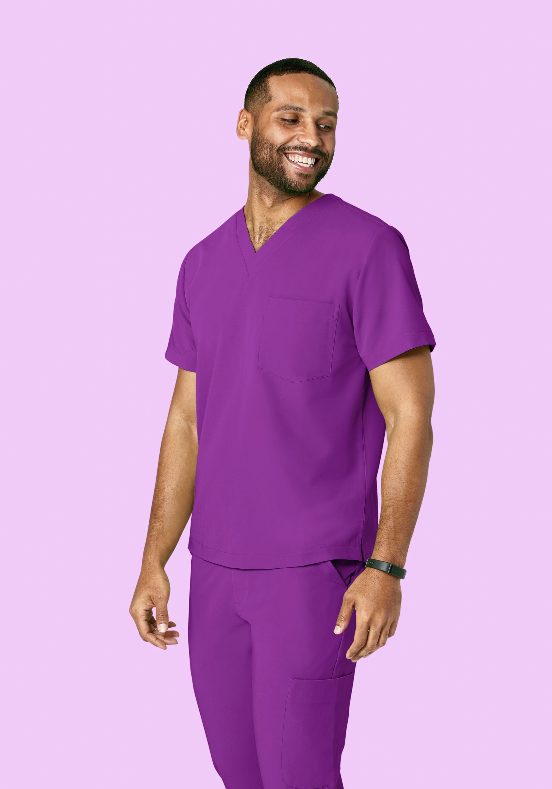 Two Pocket Scrubs Top Mens Cyber Grape – Mandala Scrubs