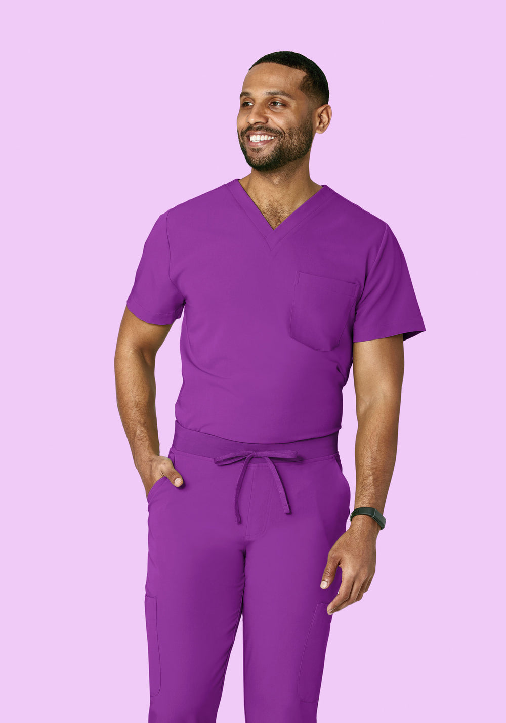 Men's V-Neck 2-Pocket Scrub Top - Cyber Grape | Mandala Scrubs