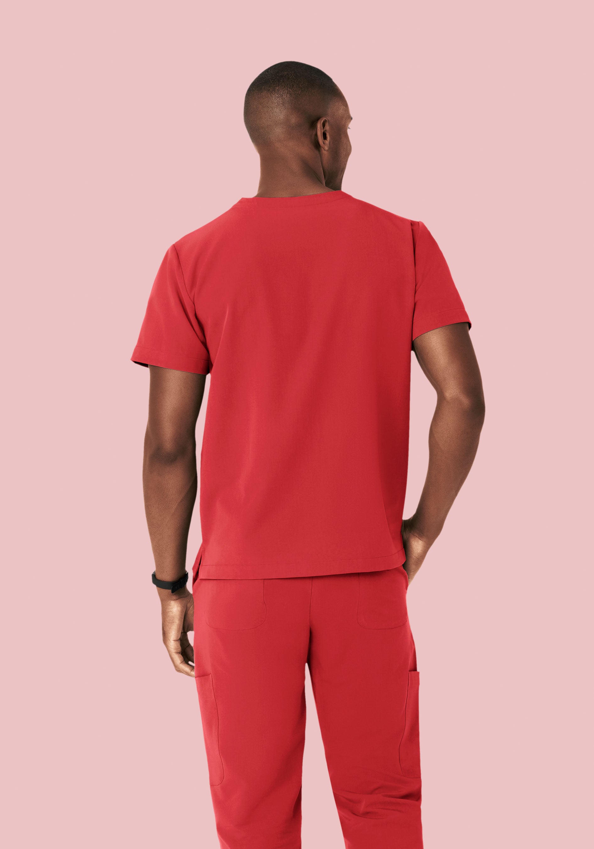 Two Pocket Scrubs Top Mens Cranberry – Mandala Scrubs