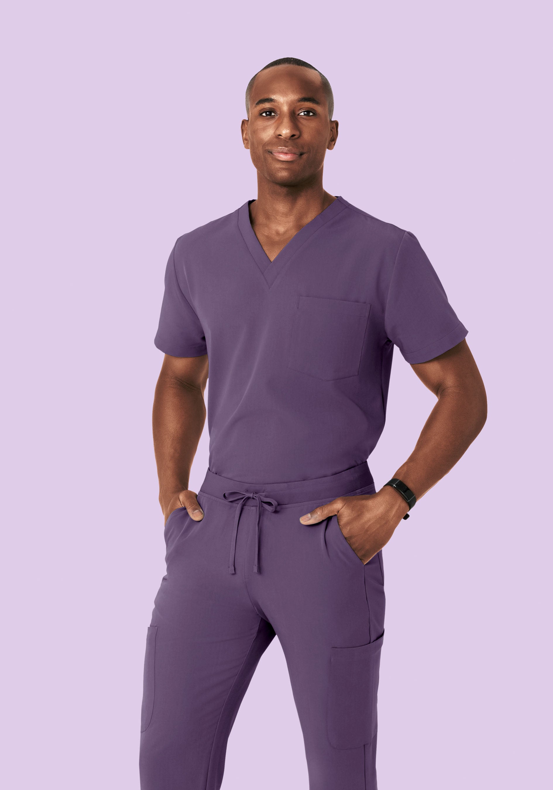 Two Pocket Scrubs Top Mens Dewberry – Mandala Scrubs