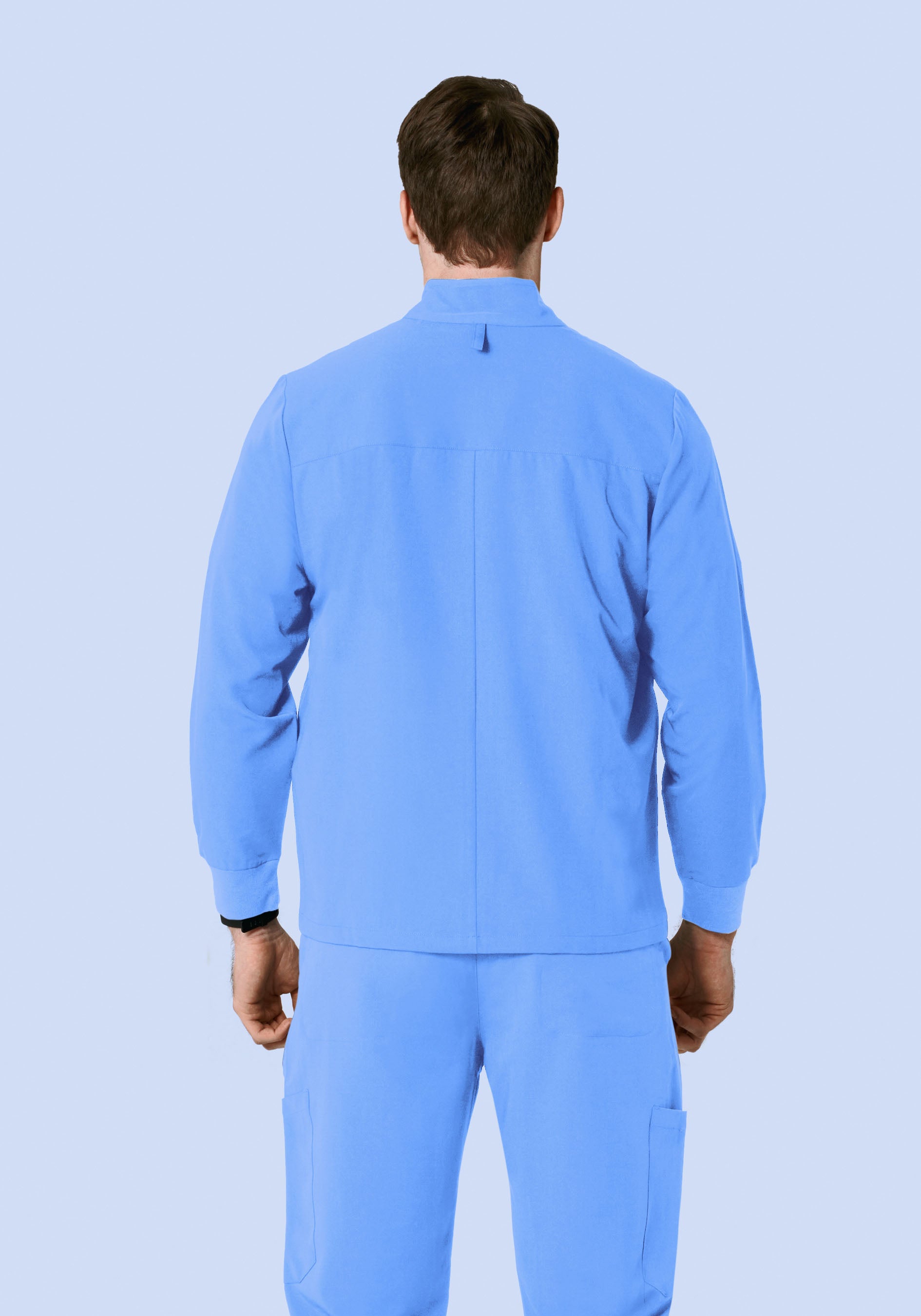 Men's Modern Scrub Jacket Ceil Blue – Mandala Scrubs