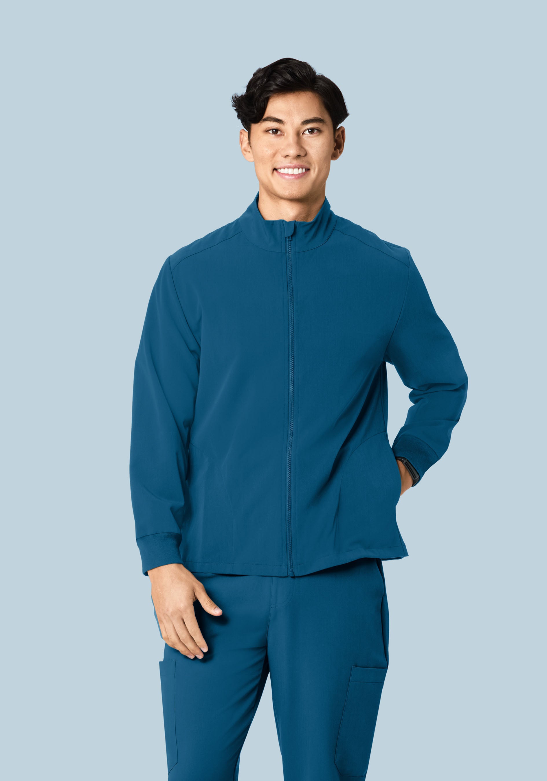 Men's Modern Scrub Jacket Harbor Blue – Mandala Scrubs