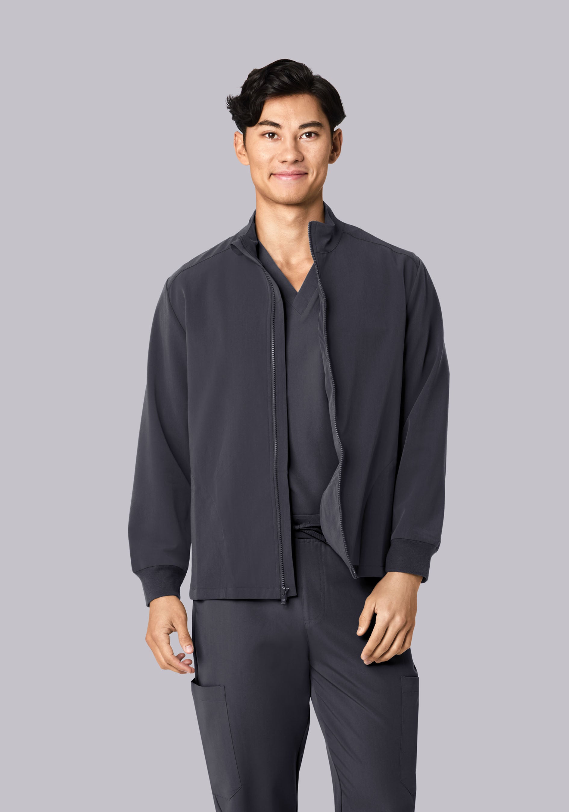 Men's Modern Scrub Jacket Pewter – Mandala Scrubs