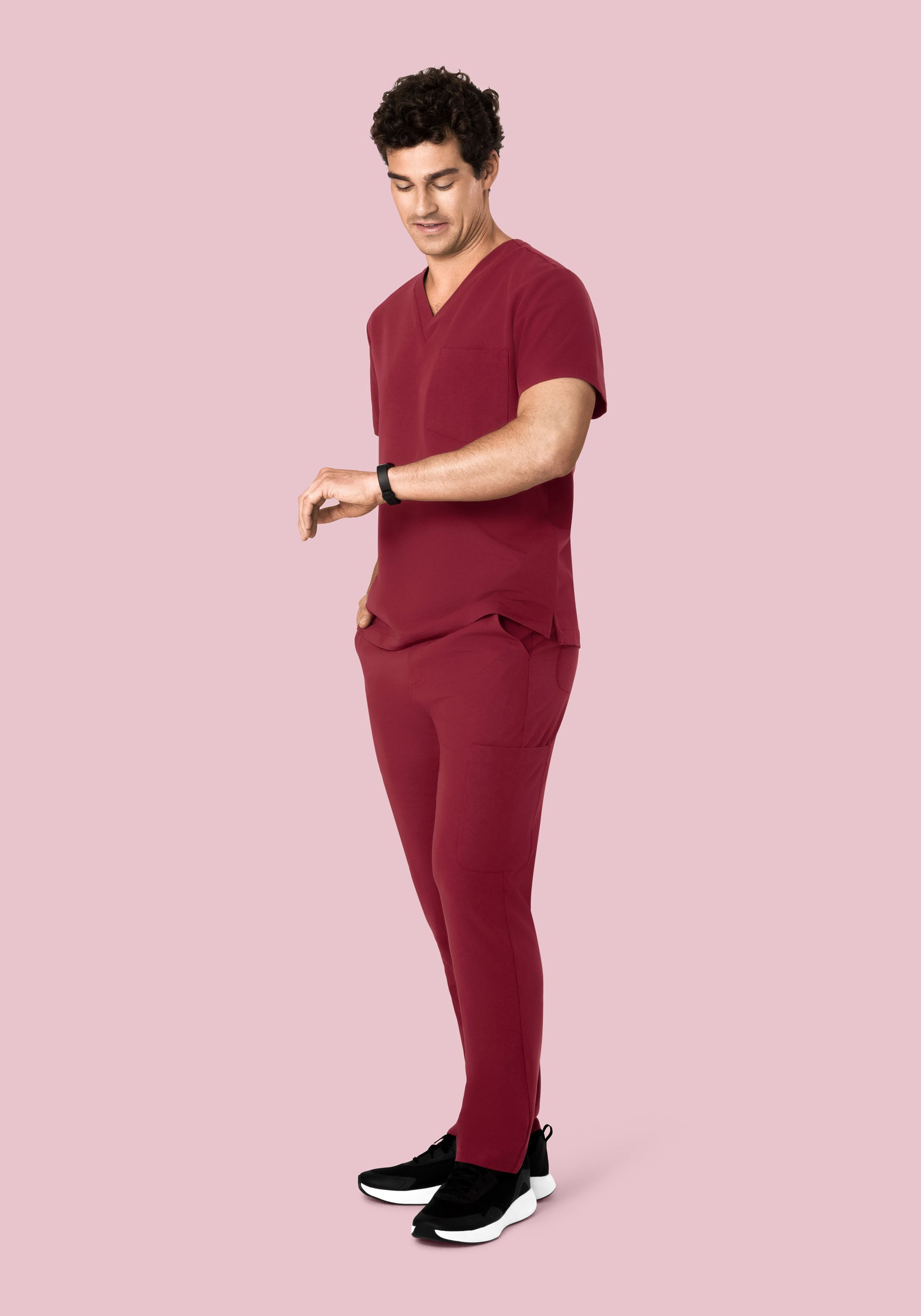 Two Pocket Scrubs Top Mens Garnet – Mandala Scrubs