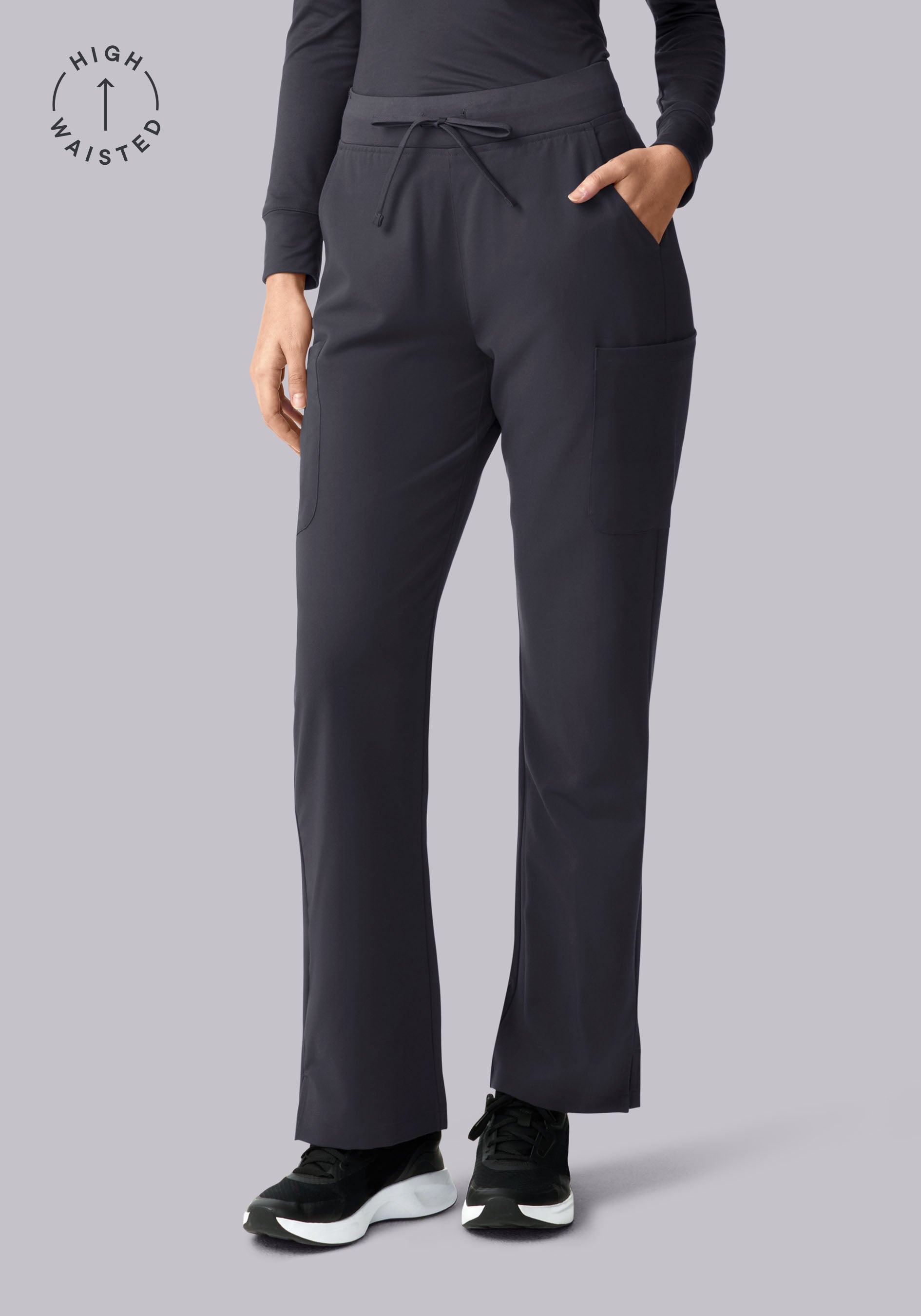 Women's High Waisted Straight Leg Cargo Scrub Pants - Pewter | Mandala ...