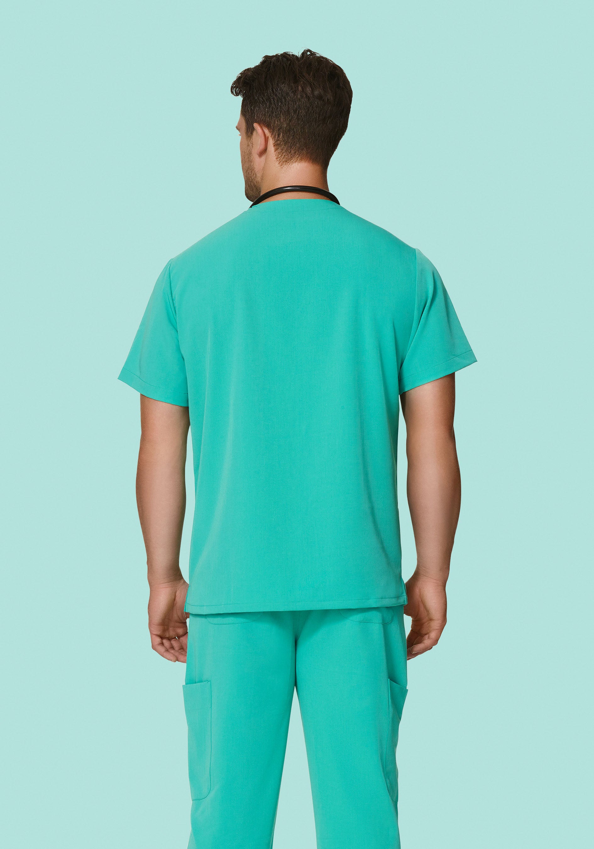Two Pocket Scrubs Top Mens Surgical Green – Mandala Scrubs