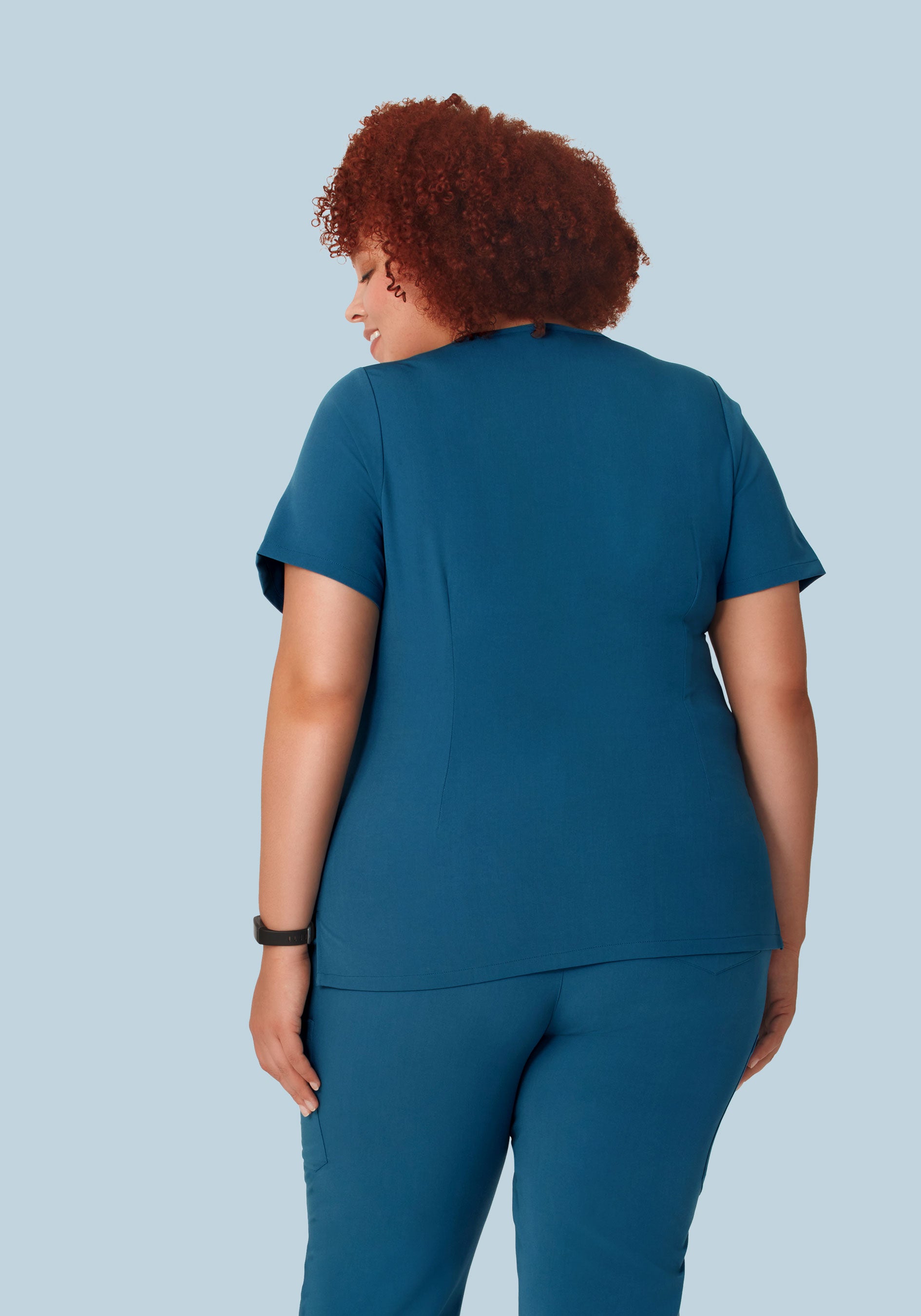 5 Pocket Notch Neck Top Harbor Blue – Mandala Scrubs