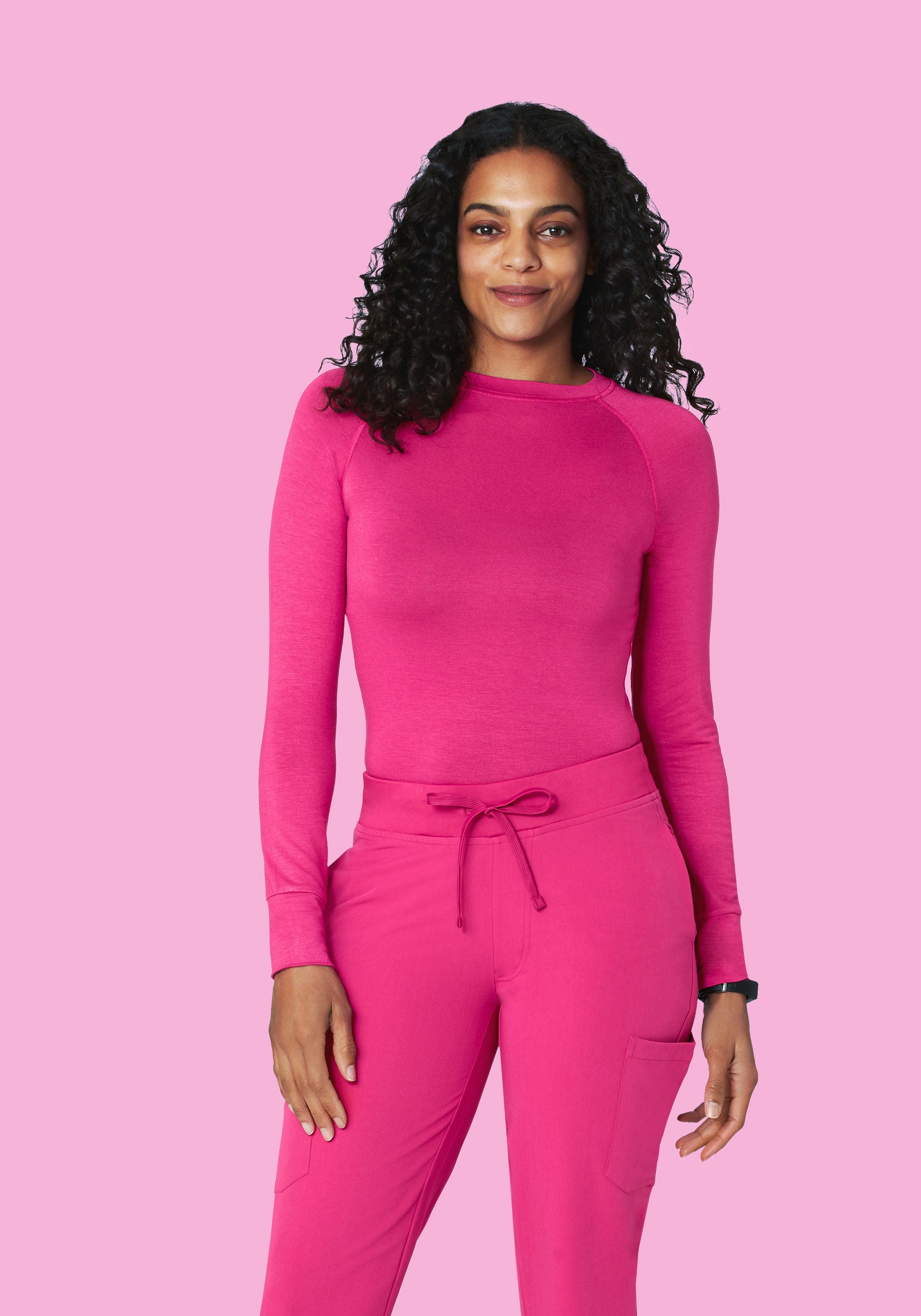 Women's Underscrub Base Layer Scrub Top - Shocking Pink | Mandala Scrubs