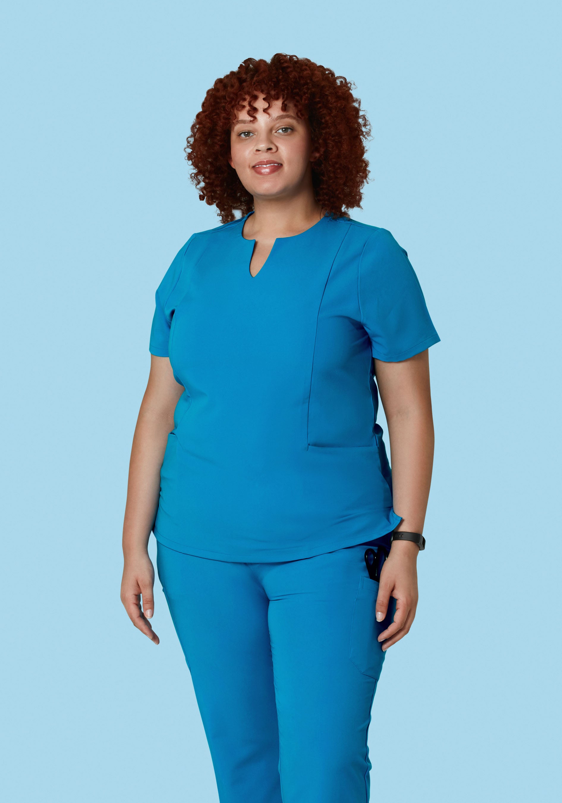Women's Notch Neck Scrub Top - Electric Blue | Mandala Scrubs