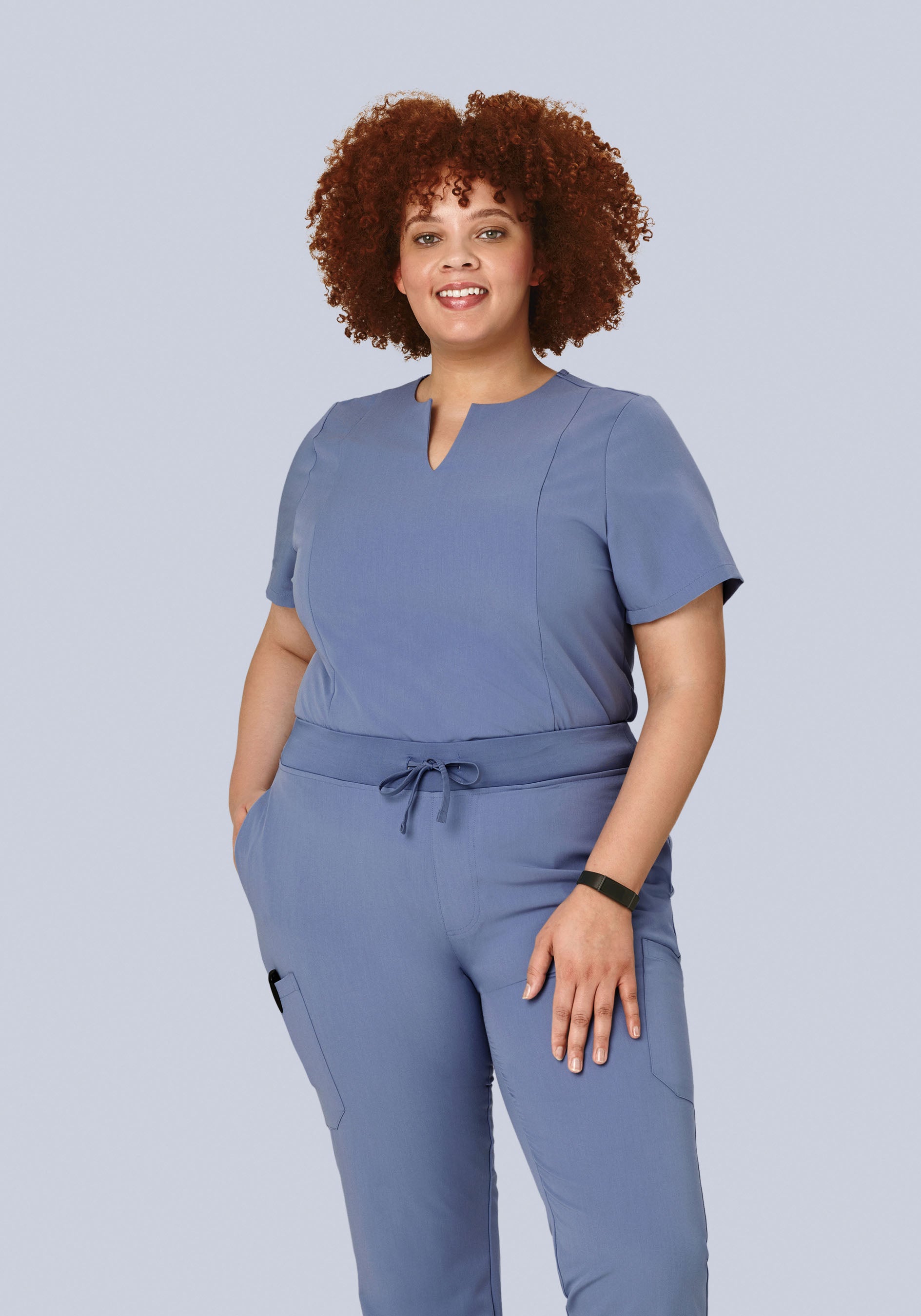5 Pocket Notch Neck Top Periwinkle – Mandala Scrubs