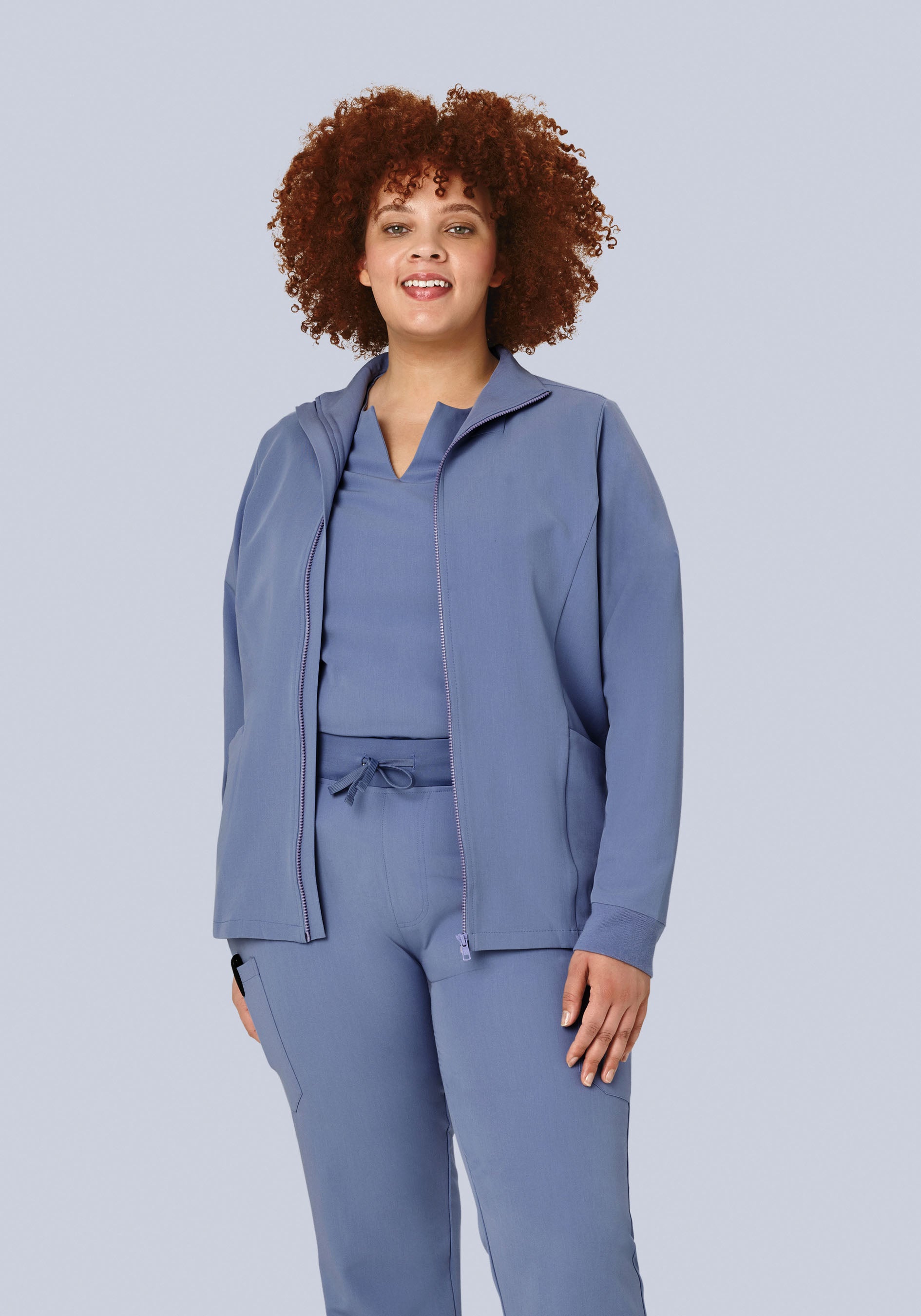 Women's Modern Scrub Jacket Periwinkle – Mandala Scrubs