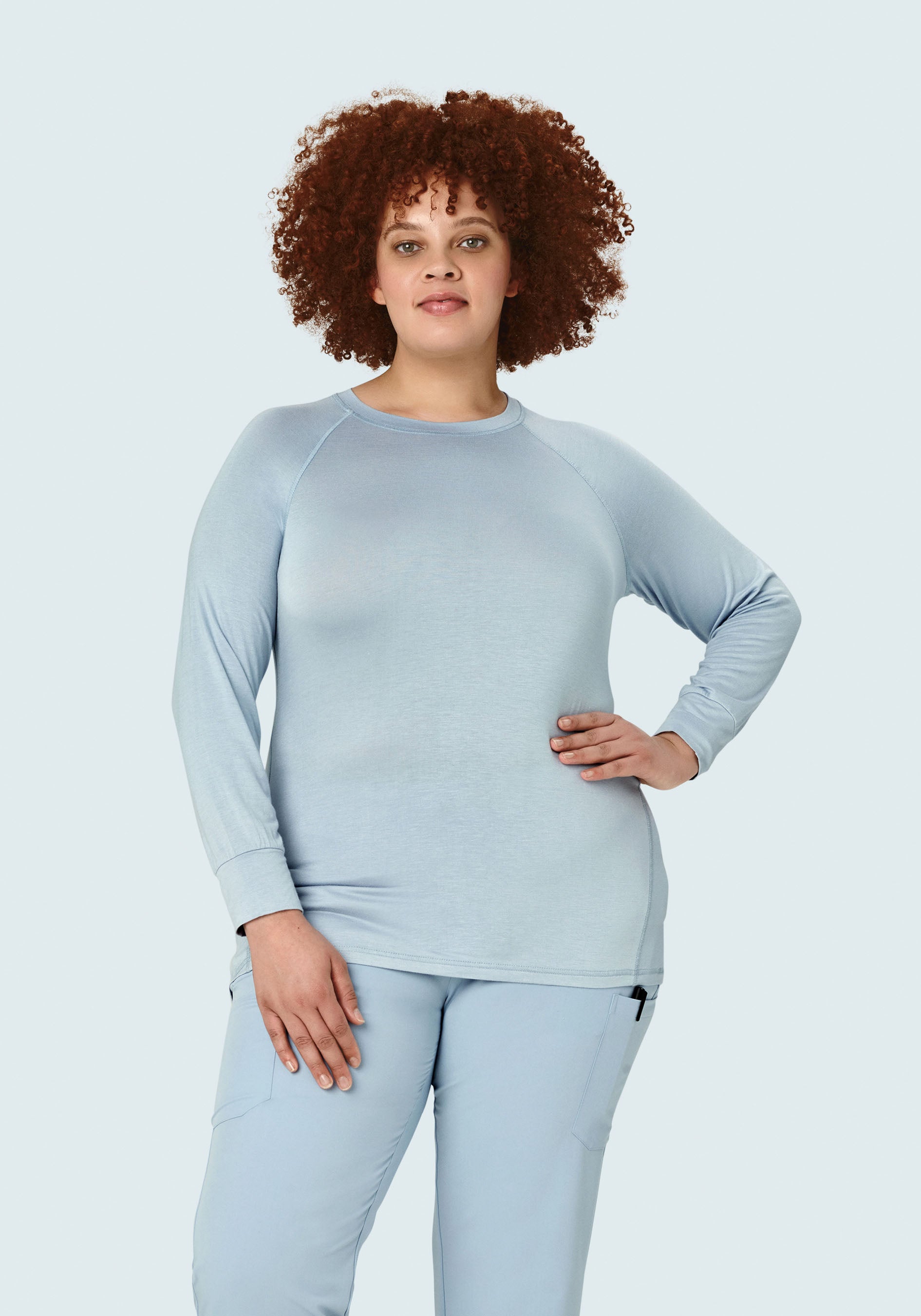 Women's Underscrub Base Layer Scrub Top - Powder Blue | Mandala Scrubs
