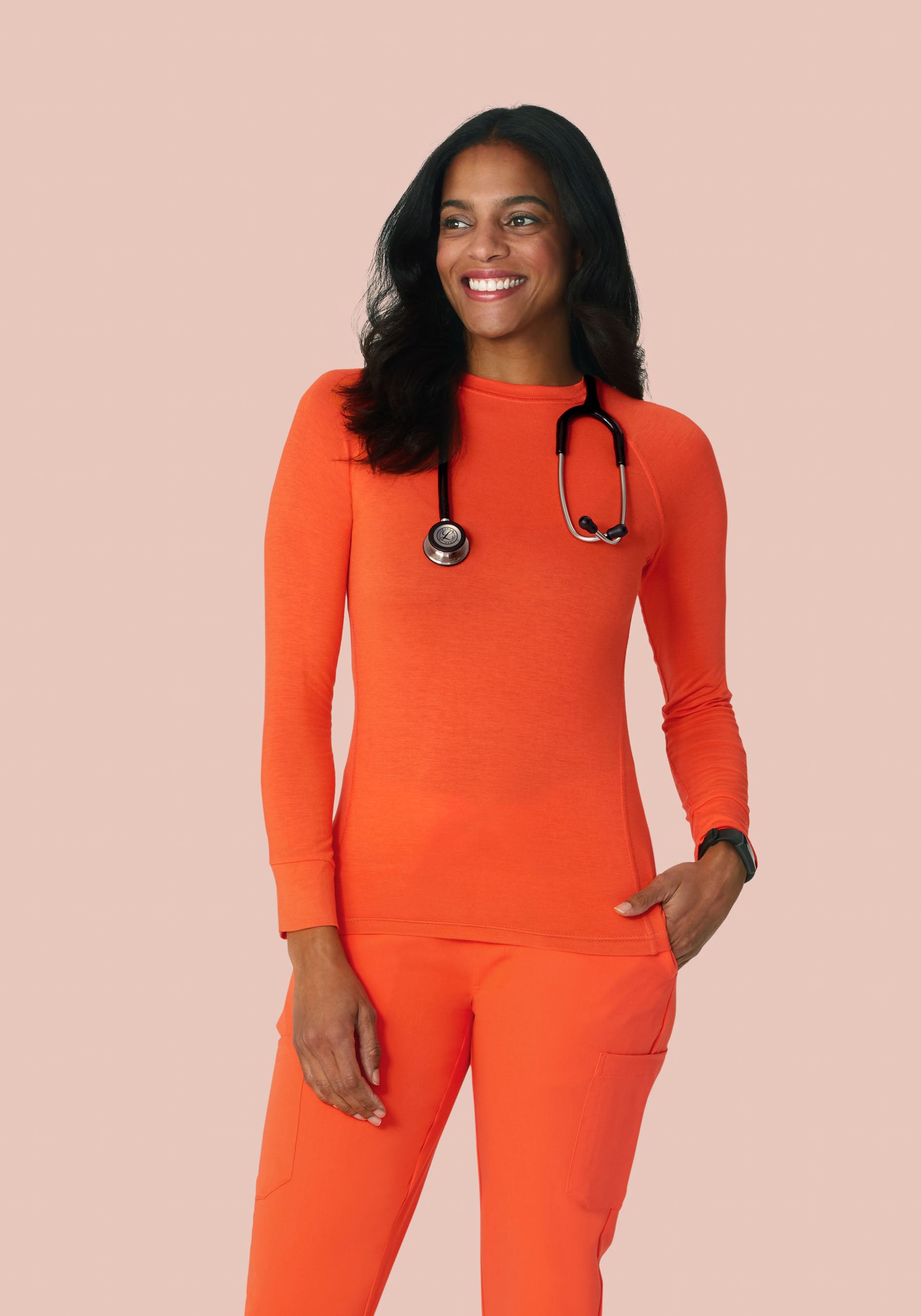 Women's Underscrub Base Layer Scrub Top - Neon Orange | Mandala Scrubs