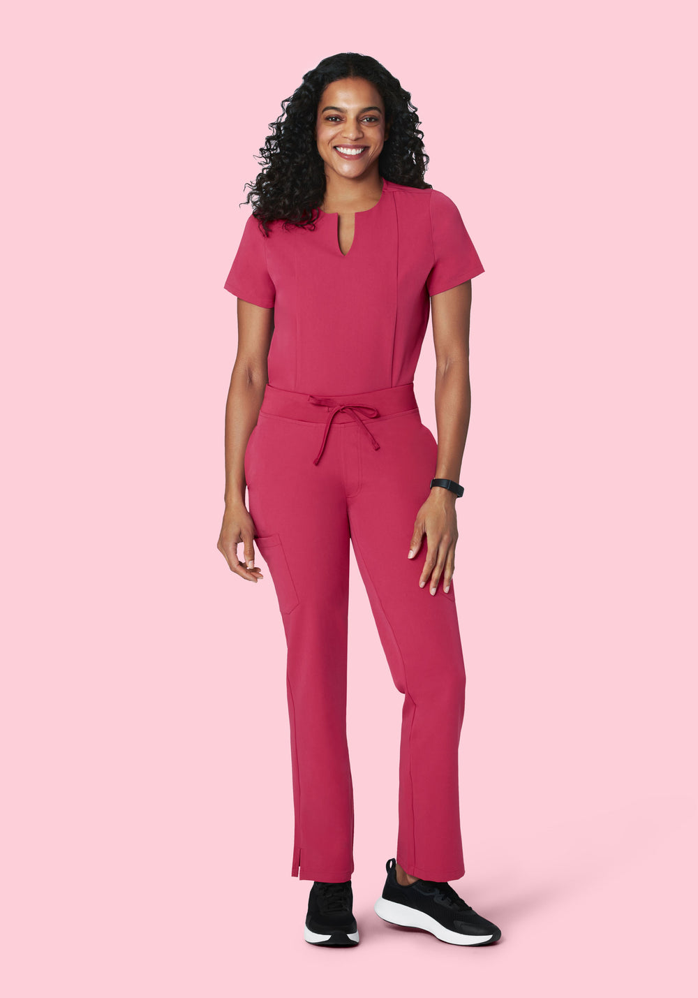 Women's Notch Neck Scrub Top - Deep Magenta | Mandala Scrubs