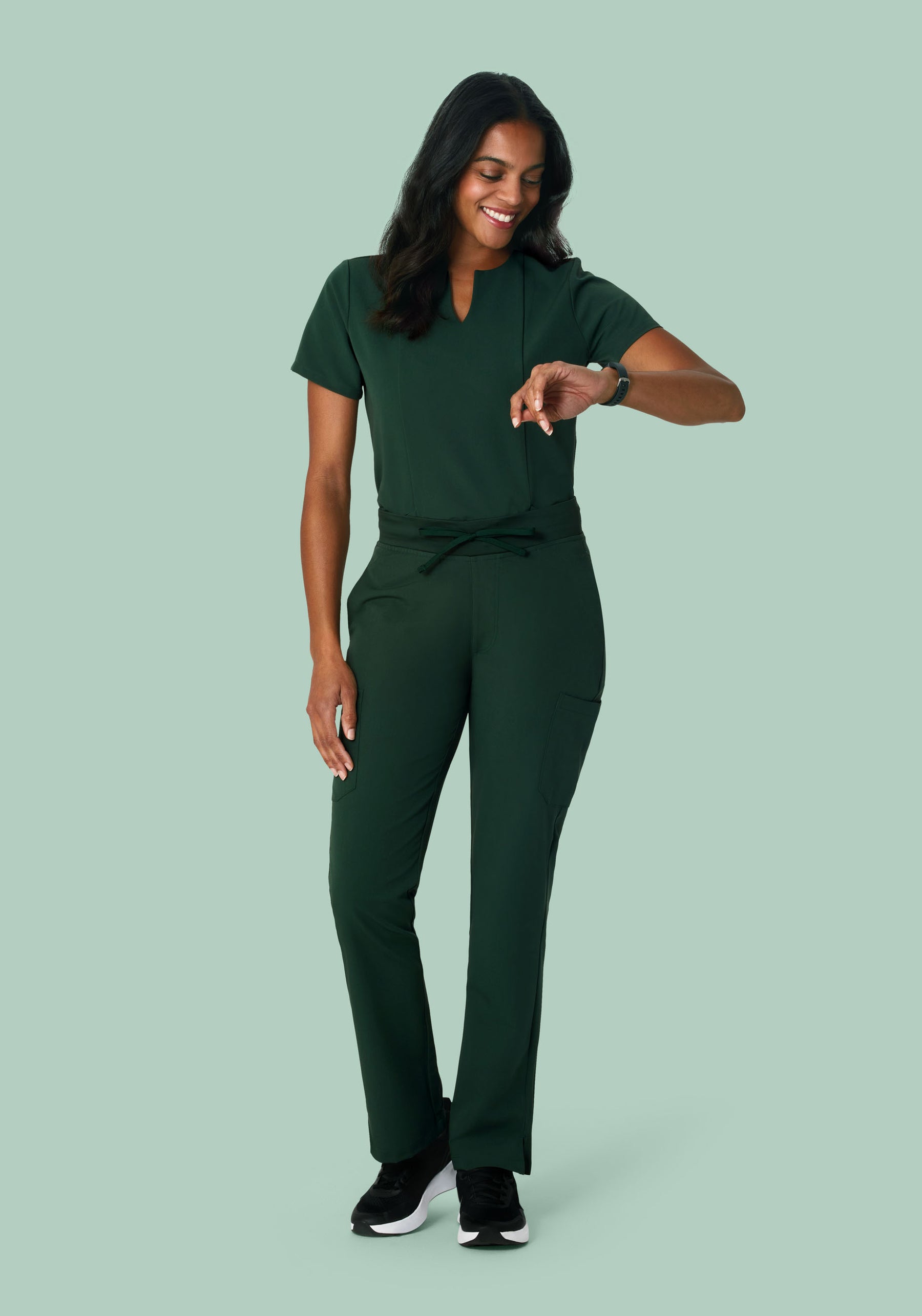 Women's Mid-Rise Straight Leg Cargo Scrub Pants - Midnight Green ...